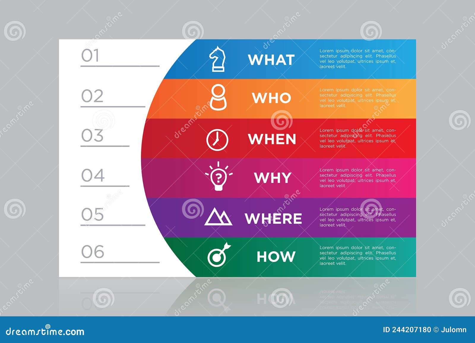 Infographic for Business What, when, Where, Who, Why, How Concept Stock ...
