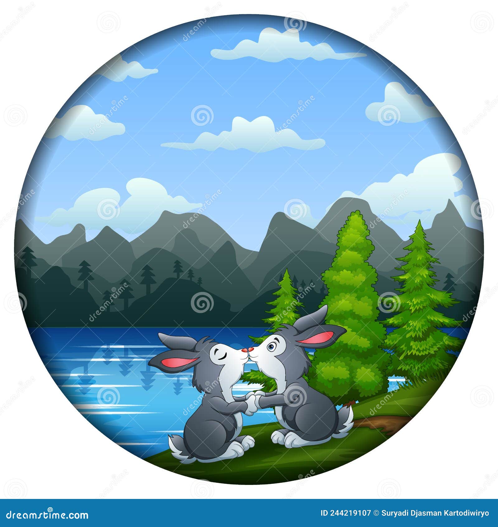 Rabbit Kissing Face Emoticon Line Icon Cartoon Vector | CartoonDealer ...