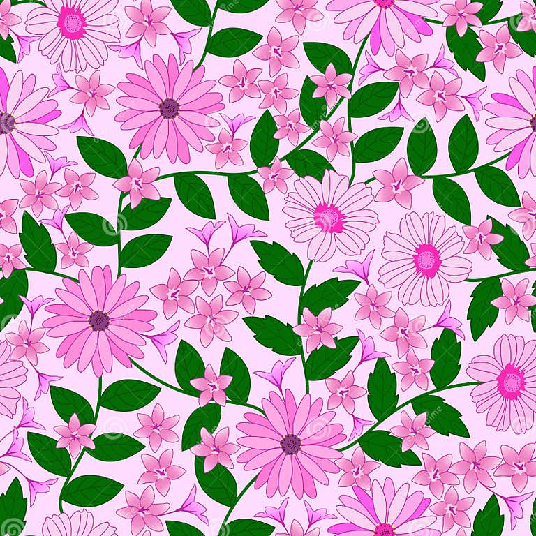 Pink Floral Print. Purple Flowers Seamless Pattern. Florals Garden ...
