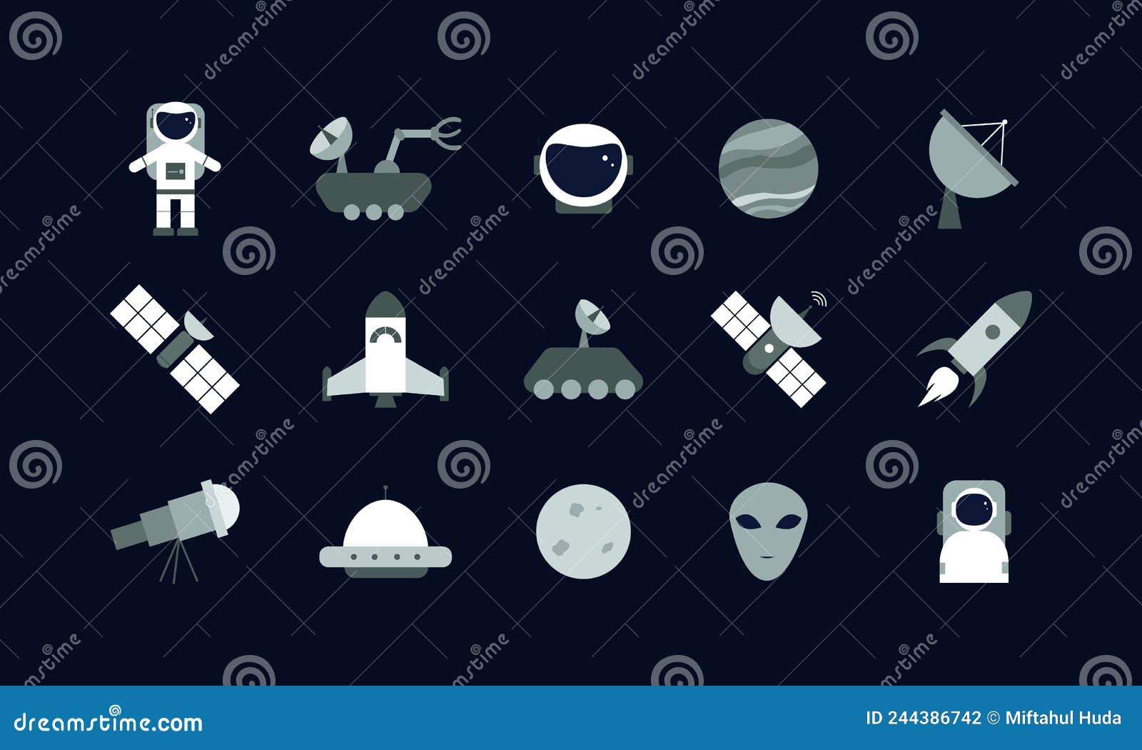 Set of Space Objects for Icon Design Stock Vector - Illustration of ...