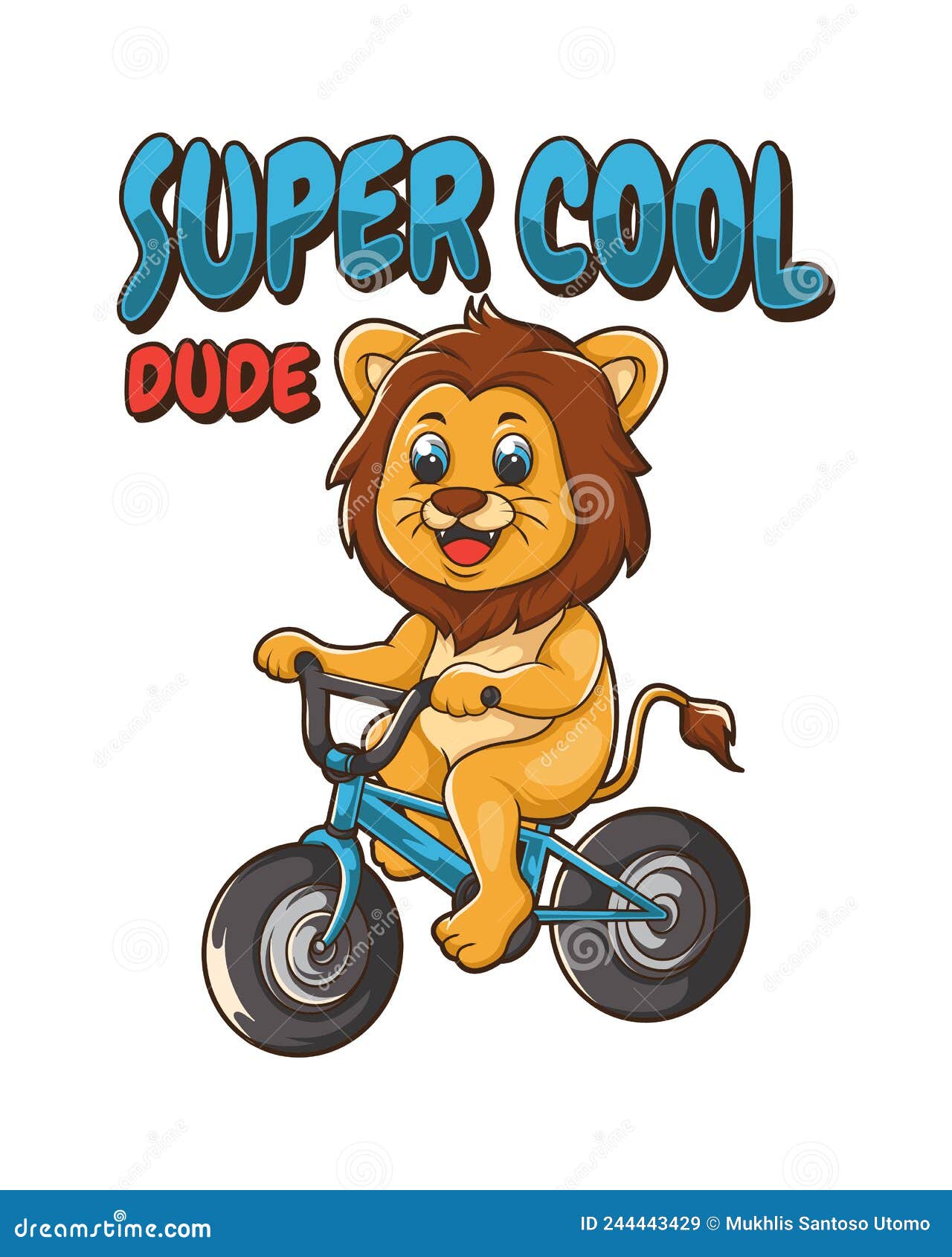 Vector Illustration Cute Lion Riding a Bicycle Stock Vector ...