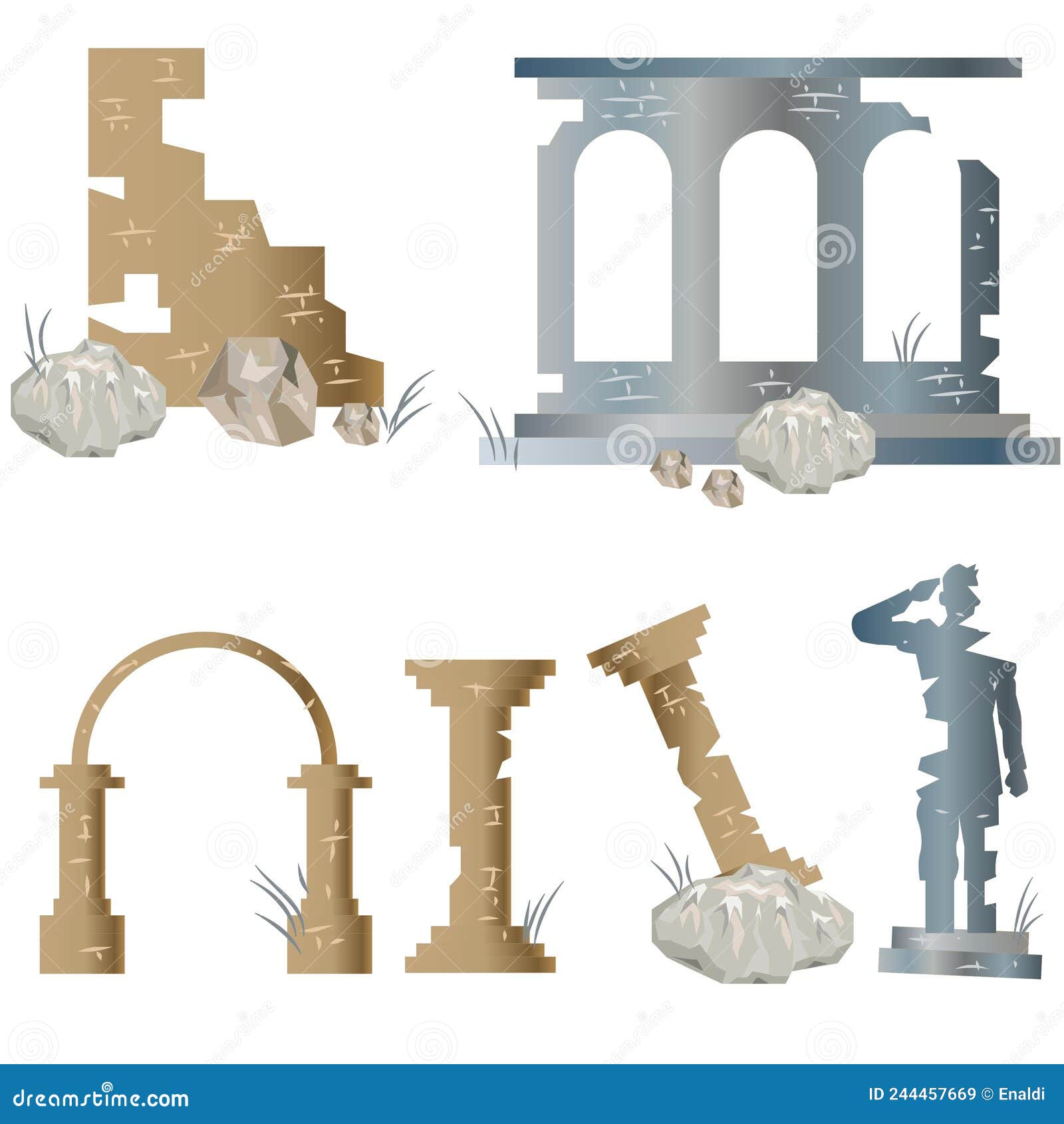City Ruins Landscape Design Elements Vector Illustration Stock Vector ...
