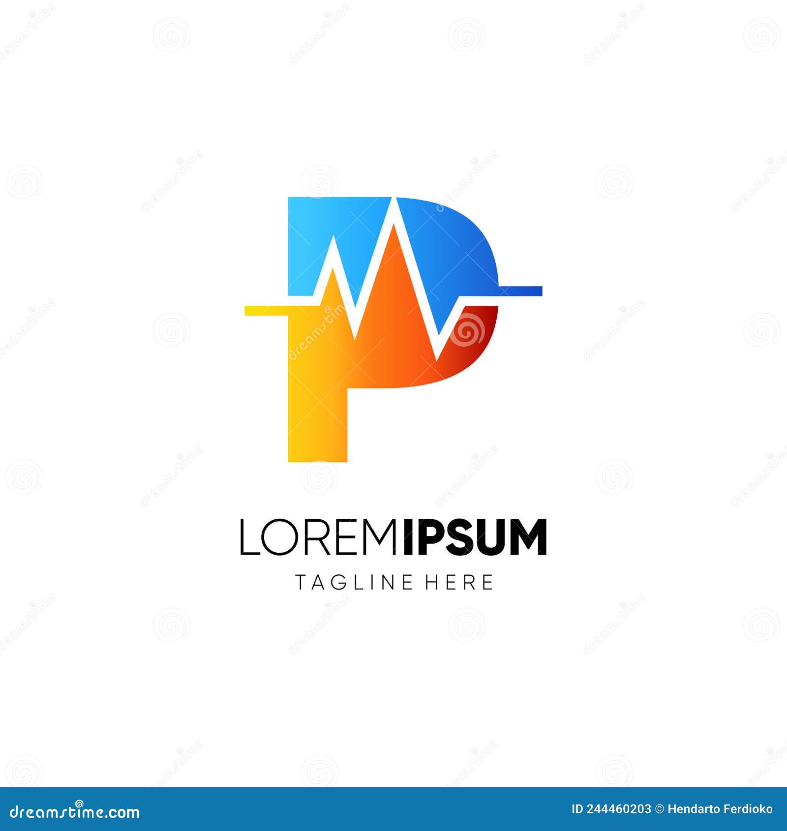 Letter P Health Pulse Logo Design Vector Icon Graphic Stock Vector ...