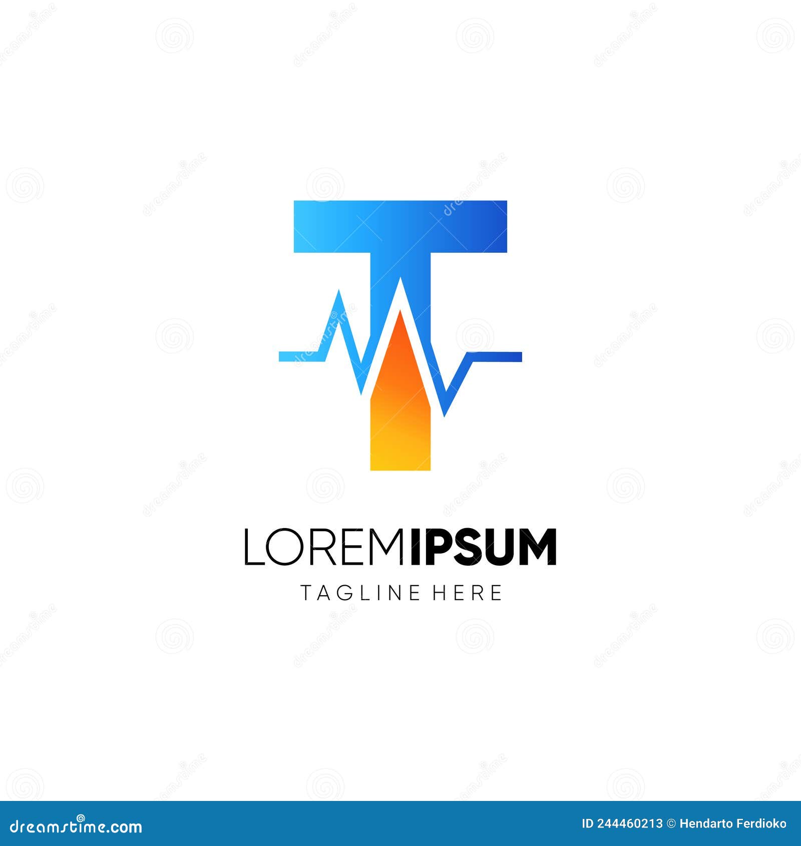 Letter T Health Pulse Logo Design Vector Icon Graphic Stock Vector ...