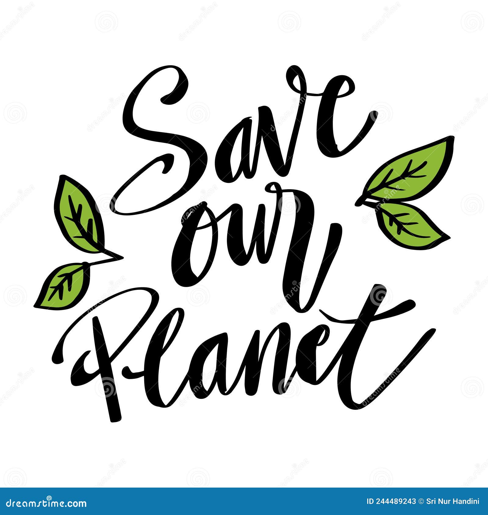 Save our planet lettering. stock vector. Illustration of drawn - 244489243