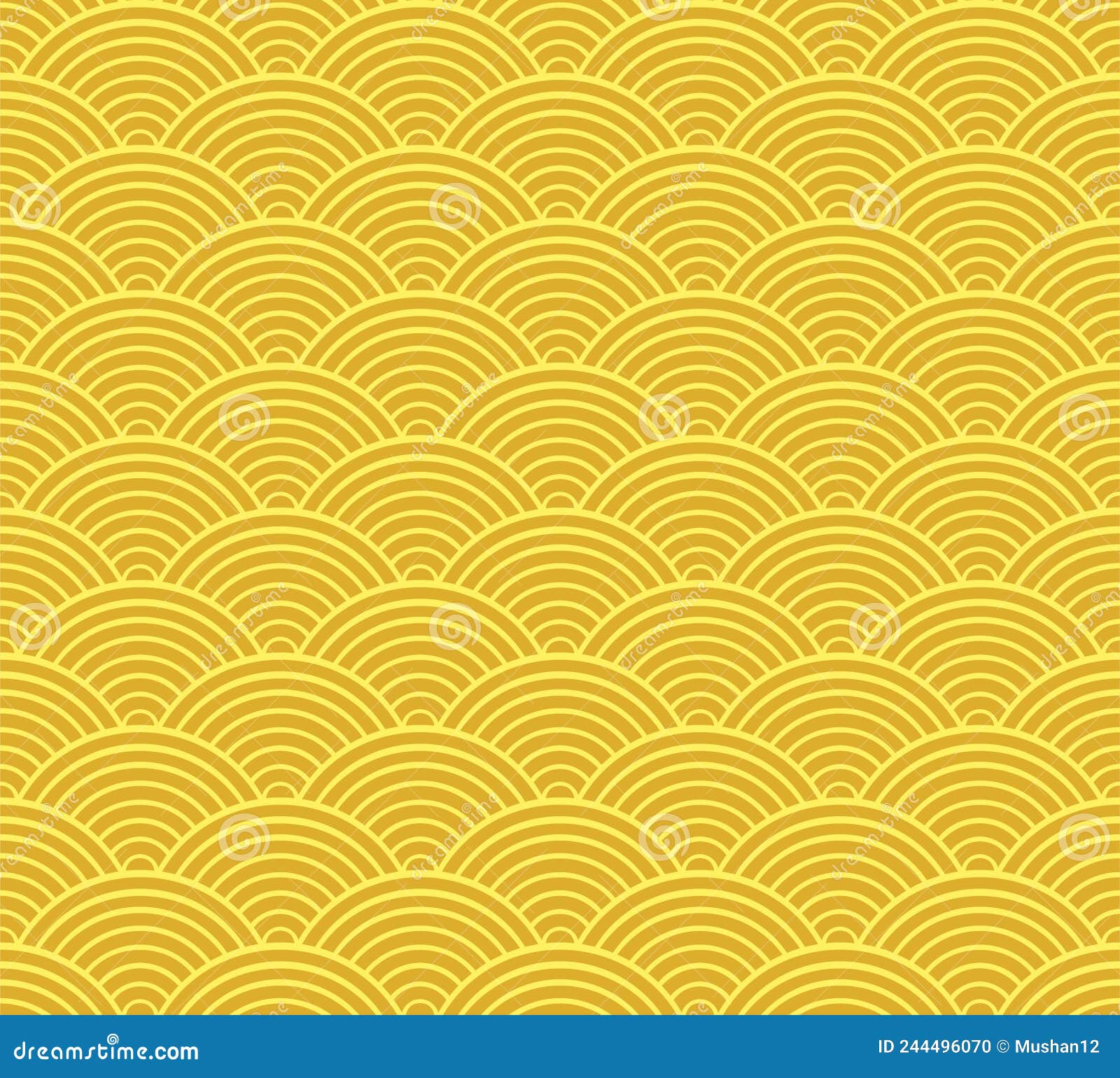 Yellow Seigaiha Japanese Decorative Wave Pattern Close-up. Stock Vector ...