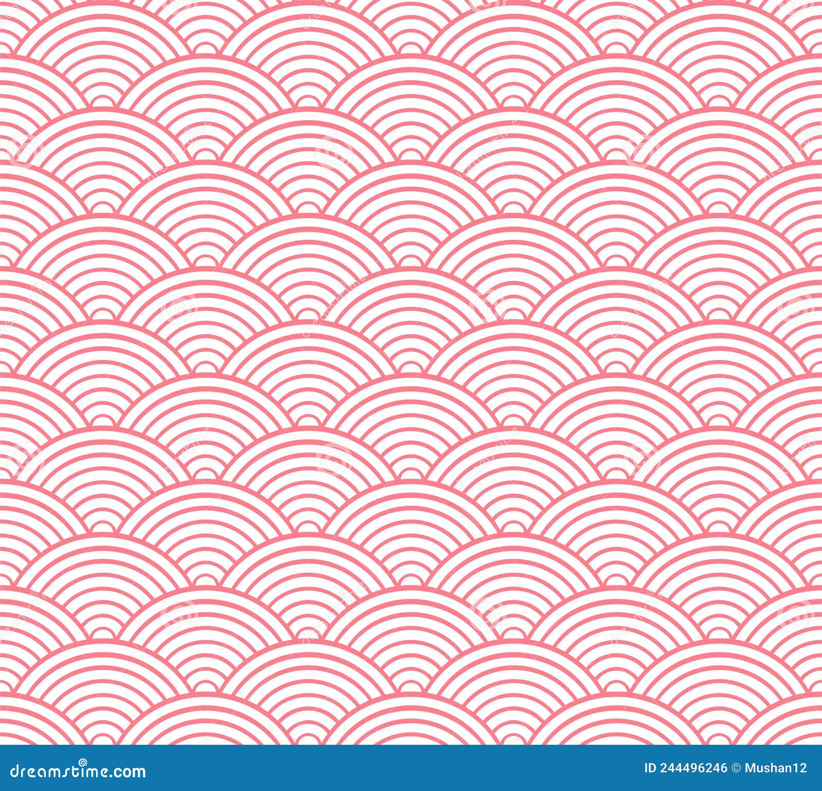 Red and White Seigaiha Japanese Decorative Wave Pattern. Stock Vector ...