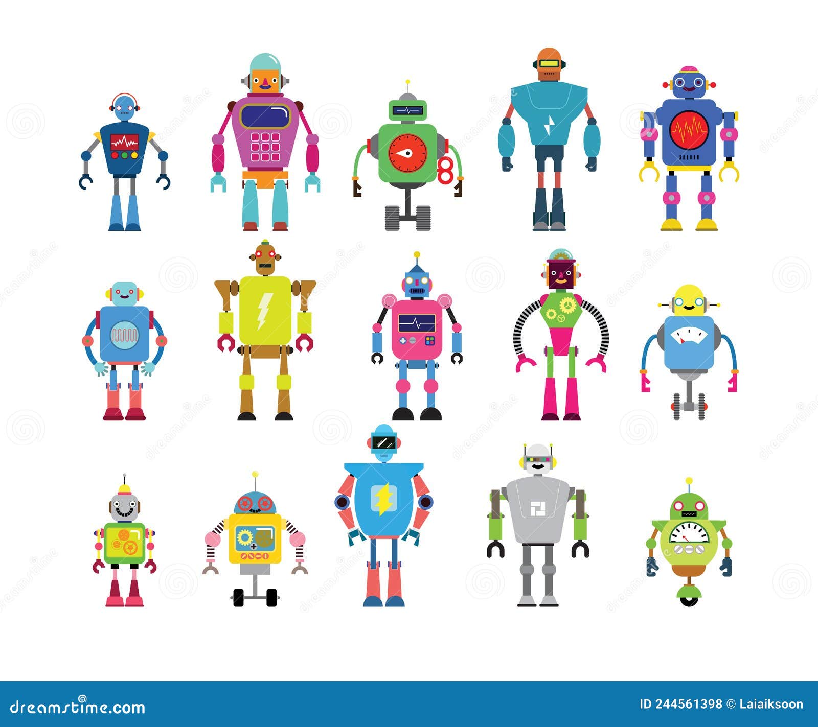 Set of Different Cartoon Robots Characters ,spaceman Cyborg Isolated on ...