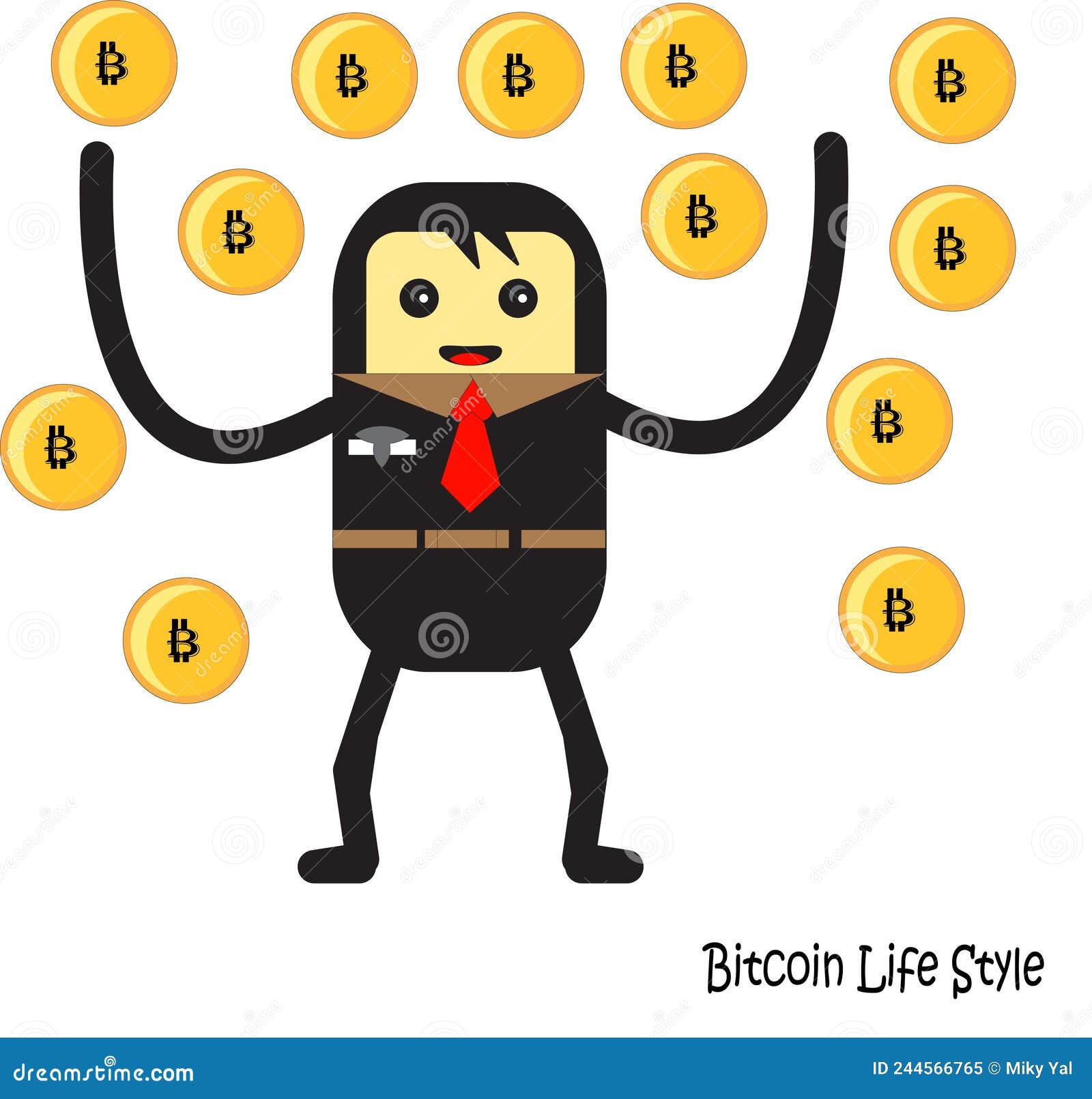 Bitcoin Skyrocketing - Cartoon Bitcoin Raining from the Sky. Vector ...