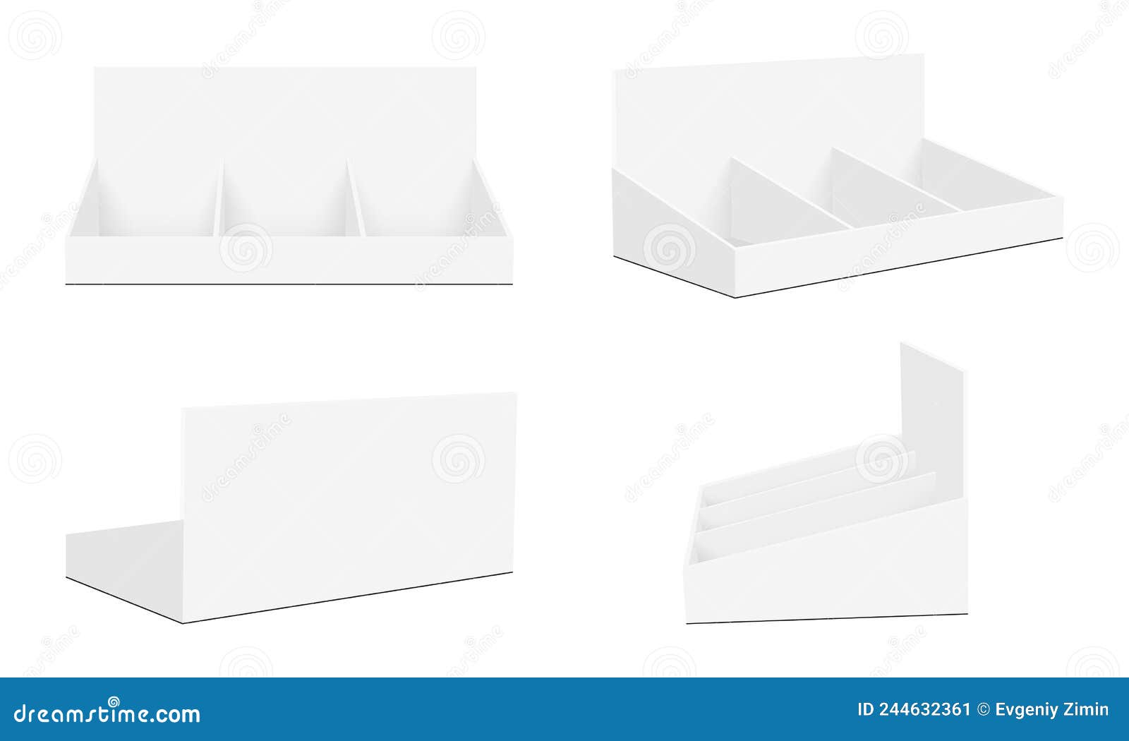 Empty Display Cardboard Counters Set, Front, Side, Back View Stock ...