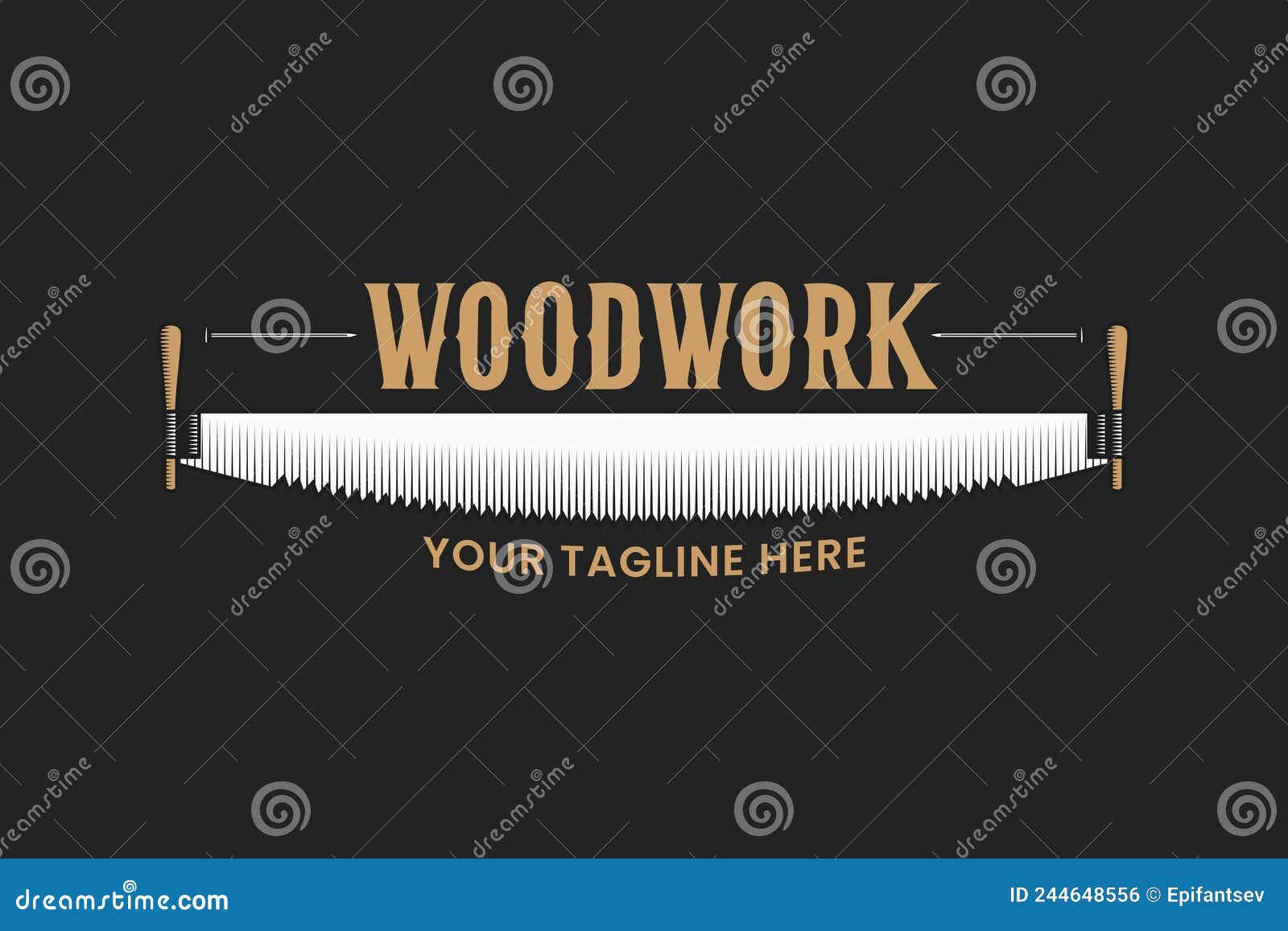 Woodwork Logo Template. Vector Emblem with a Two-handed Saw Stock ...