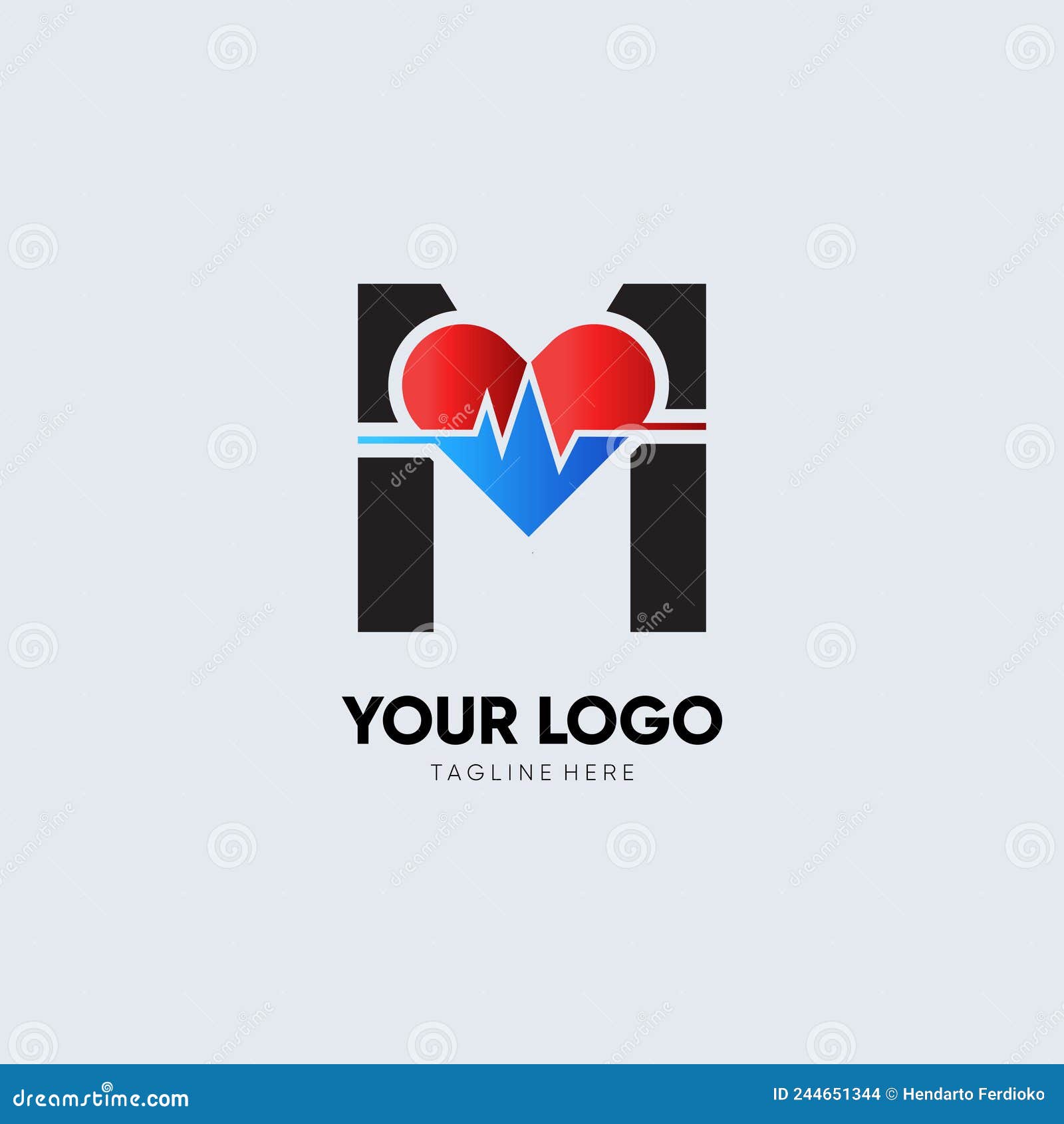 Letter M Heartbeat Logo Design Vector Icon Graphic Stock Vector ...
