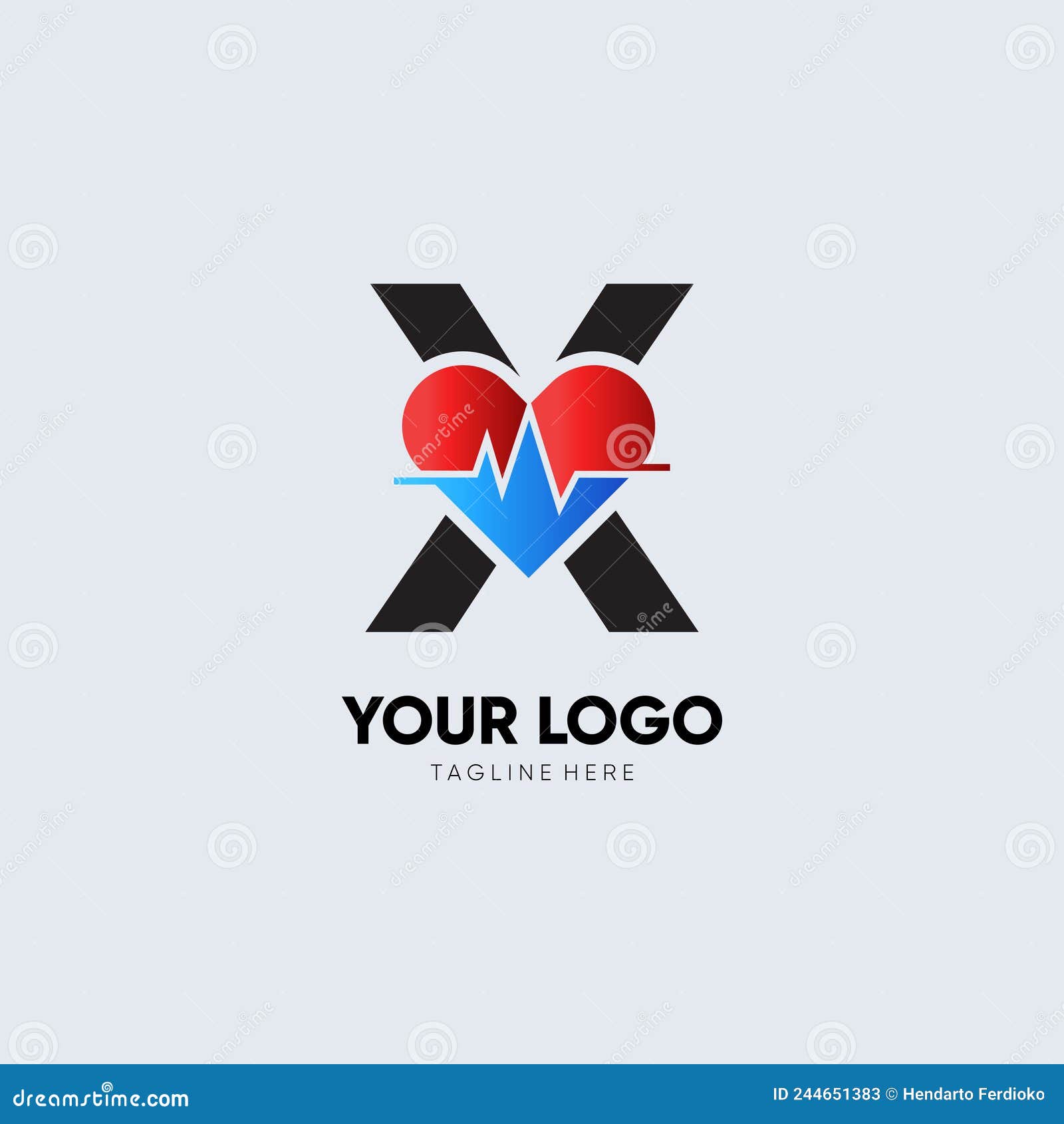Letter X Heartbeat Logo Design Vector Icon Graphic Stock Vector ...