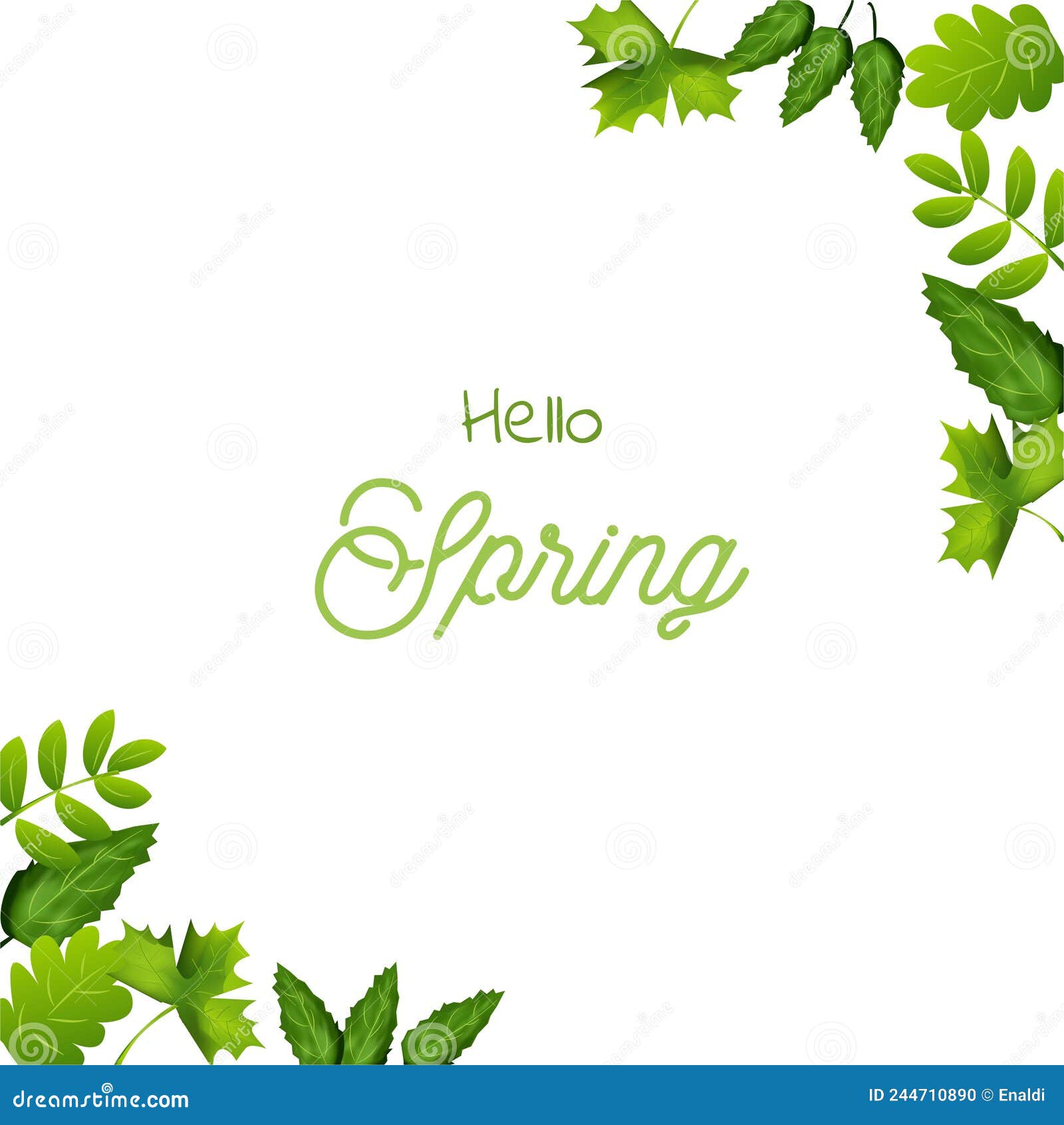 Spring Green Leaves Border and Background Vector Illustration Stock ...