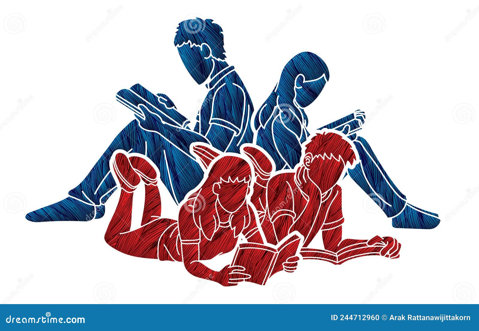 Group of People Reading Books Cartoon Graphic Vector Stock Vector ...