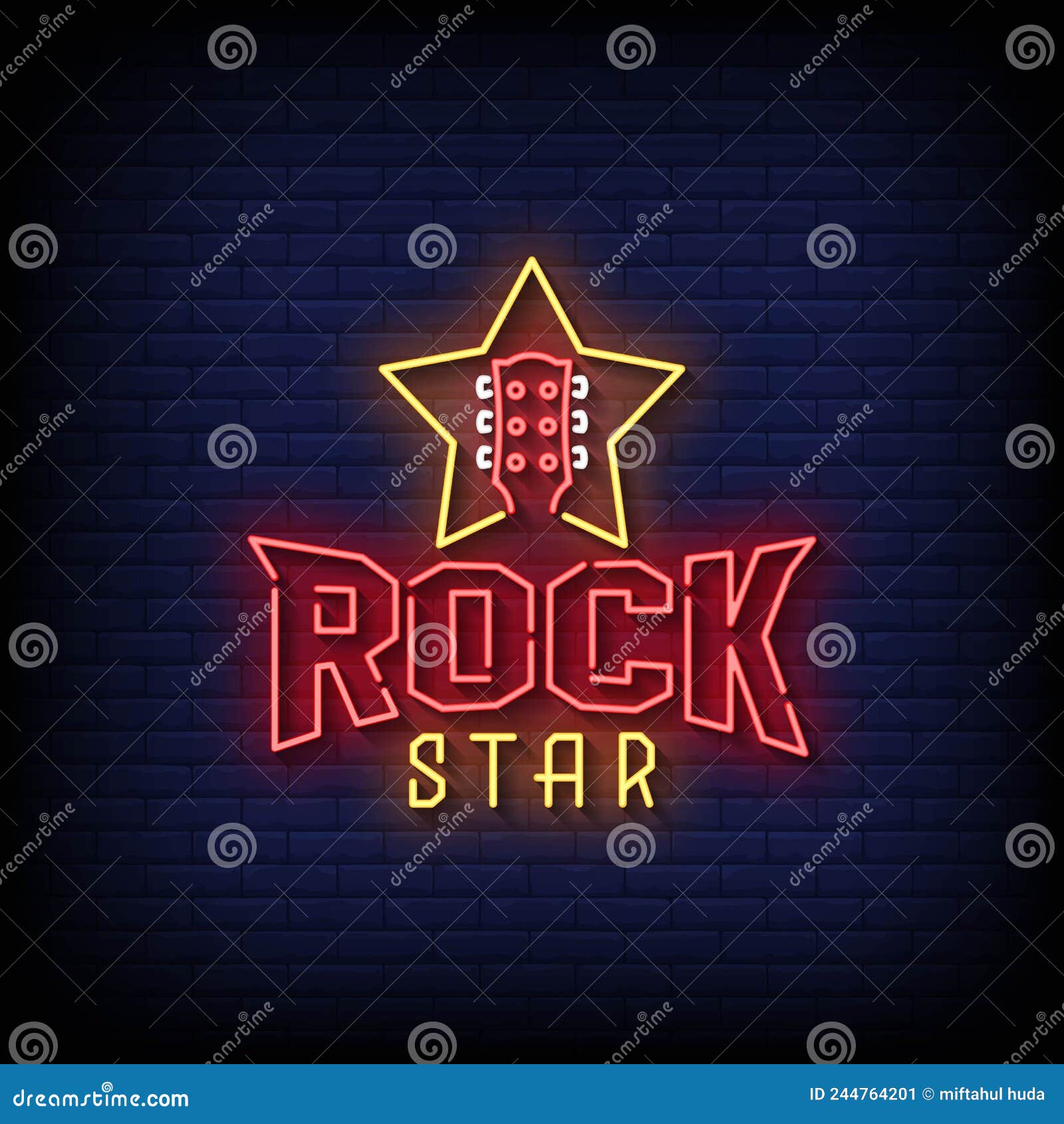 Rock Star Neon Signs Style Text Vector Stock Vector - Illustration of ...