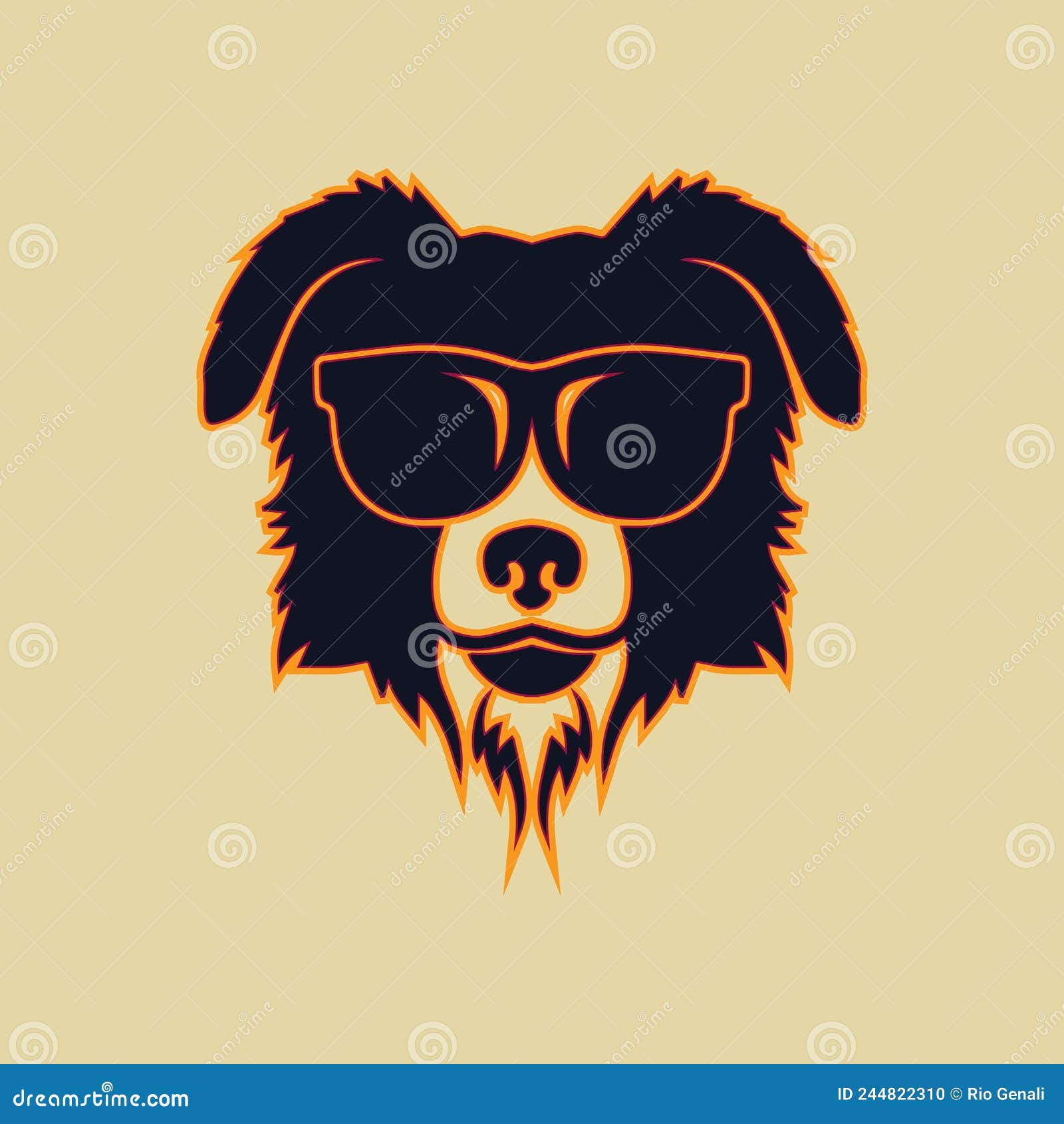 Cool Style Dog Illustration Logo Using Glasses Stock Vector ...
