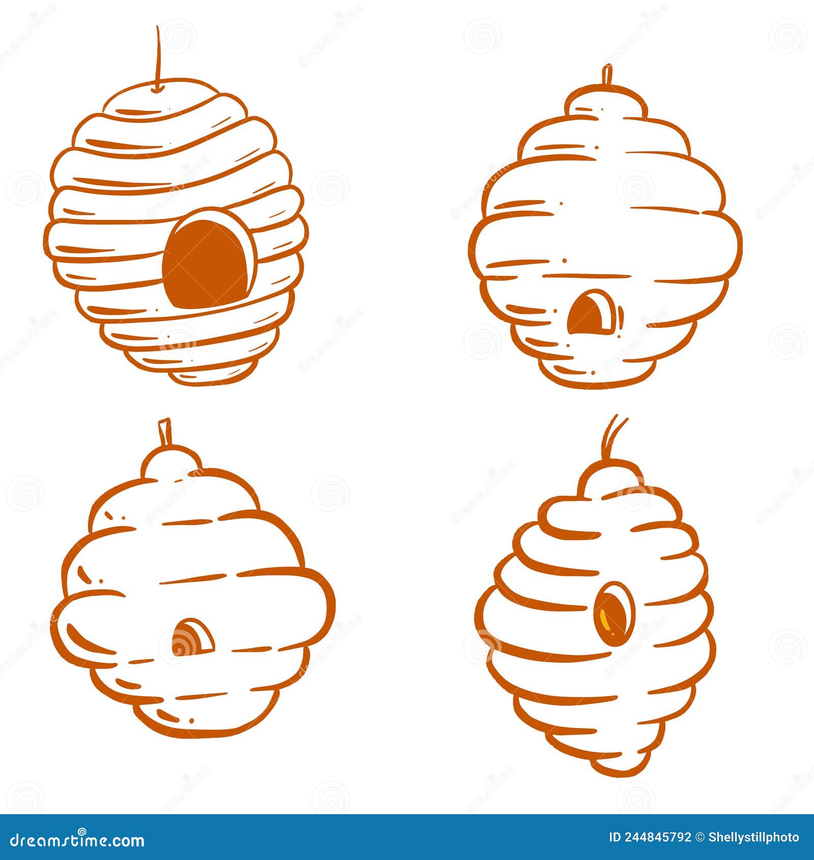 Cute Cartoon Beehive Illustration Collection for Logo for Bees Stock ...