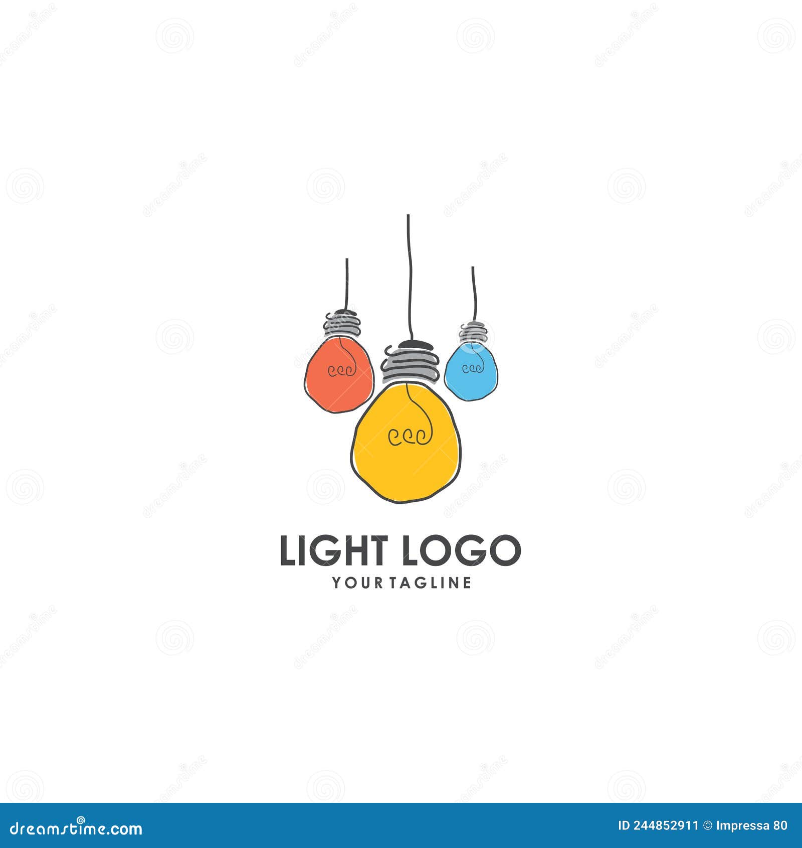 Cartoon Logo of Three Lights of Different Colors Hanging with Wires on ...