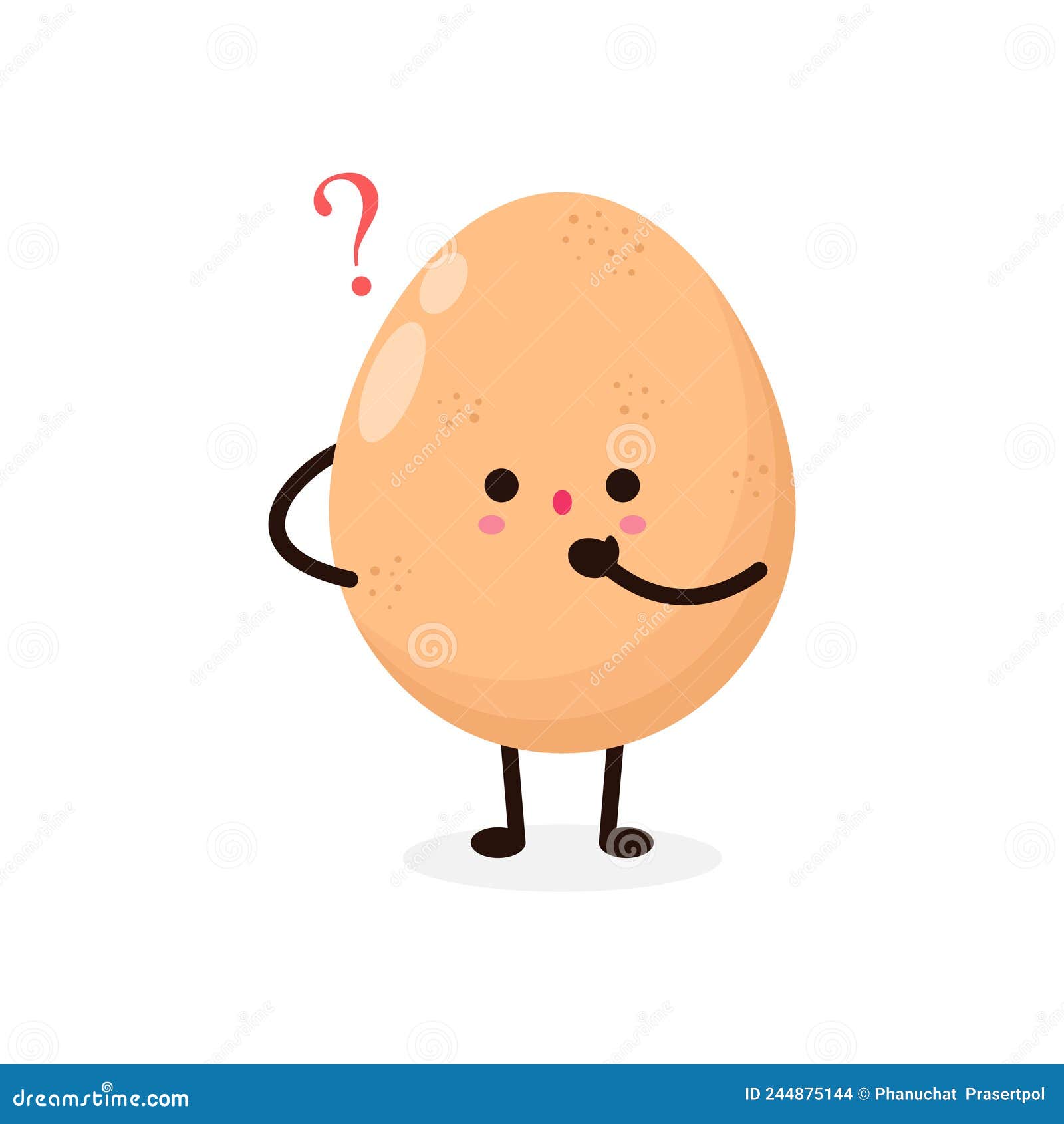 Funny Cartoon Cute Happy Chicken Egg with Question Marks, Icon Comic ...