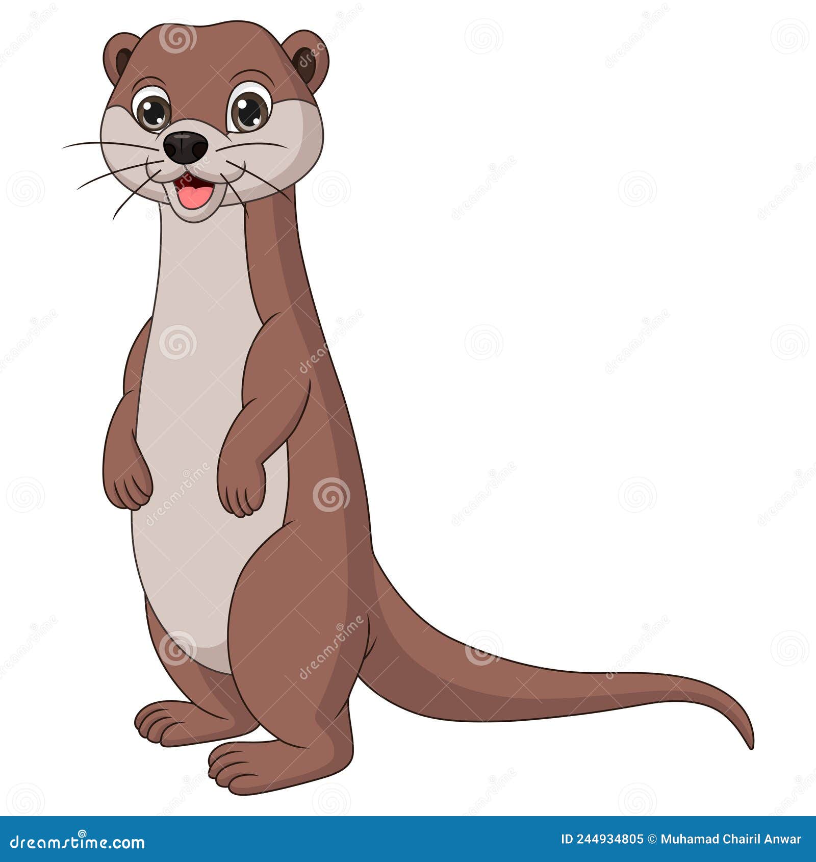 Cute Little Otter Cartoon Standing Stock Vector - Illustration of cute ...