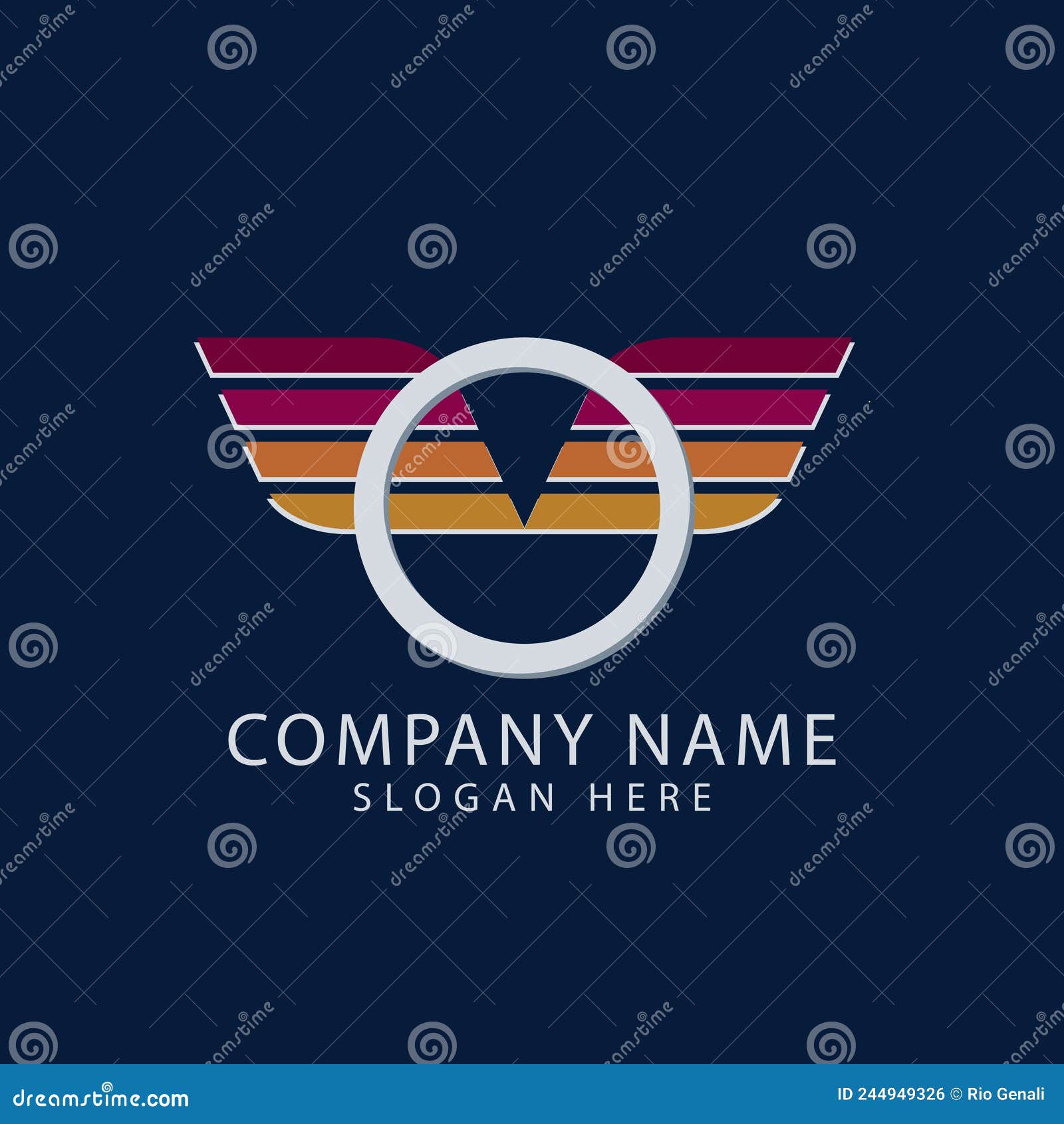 Wings Retro Design Logo with Circle Icon Stock Vector - Illustration of ...