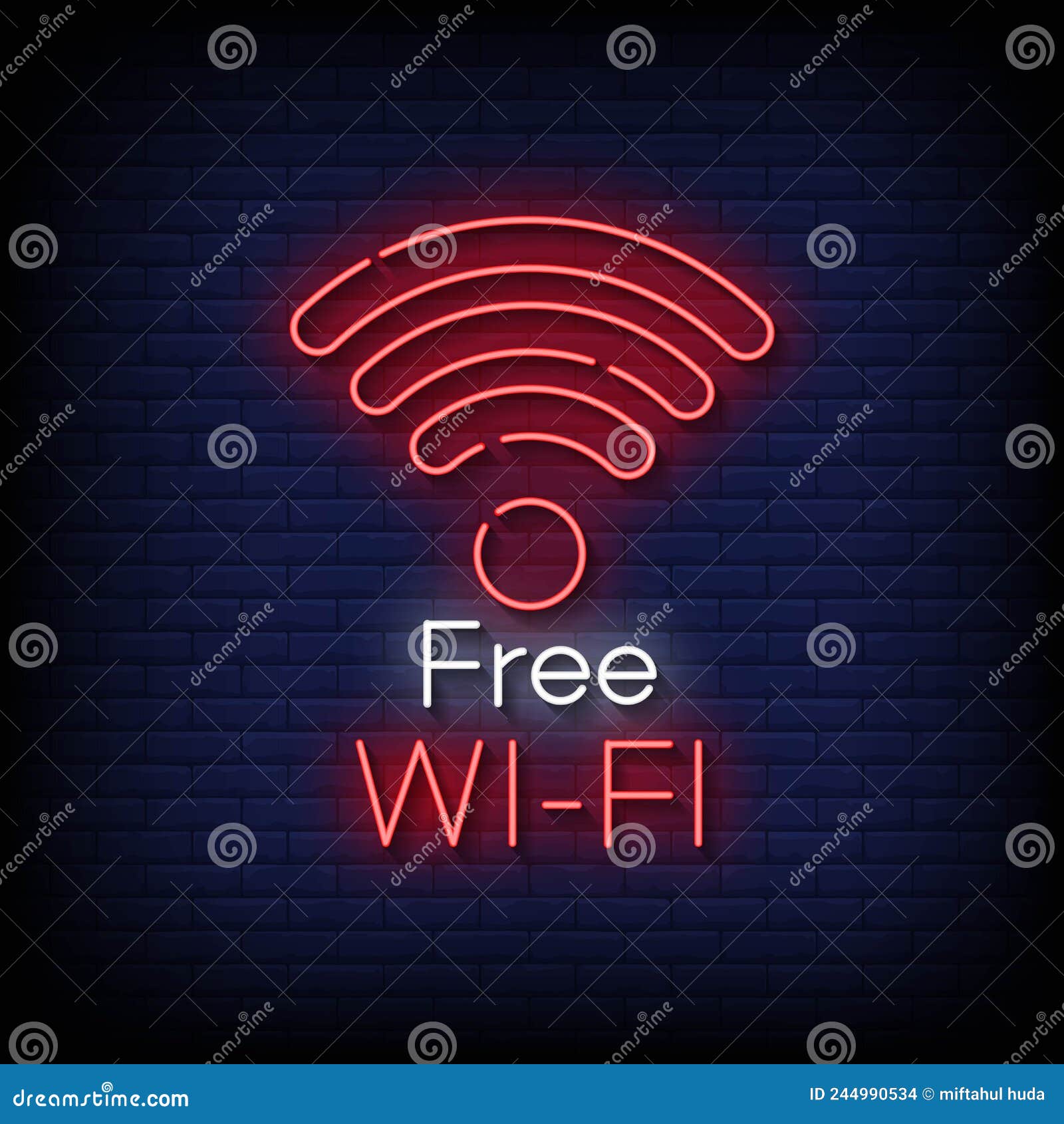 Free Wifi Neon Signs Style Text Vector Stock Vector - Illustration of ...