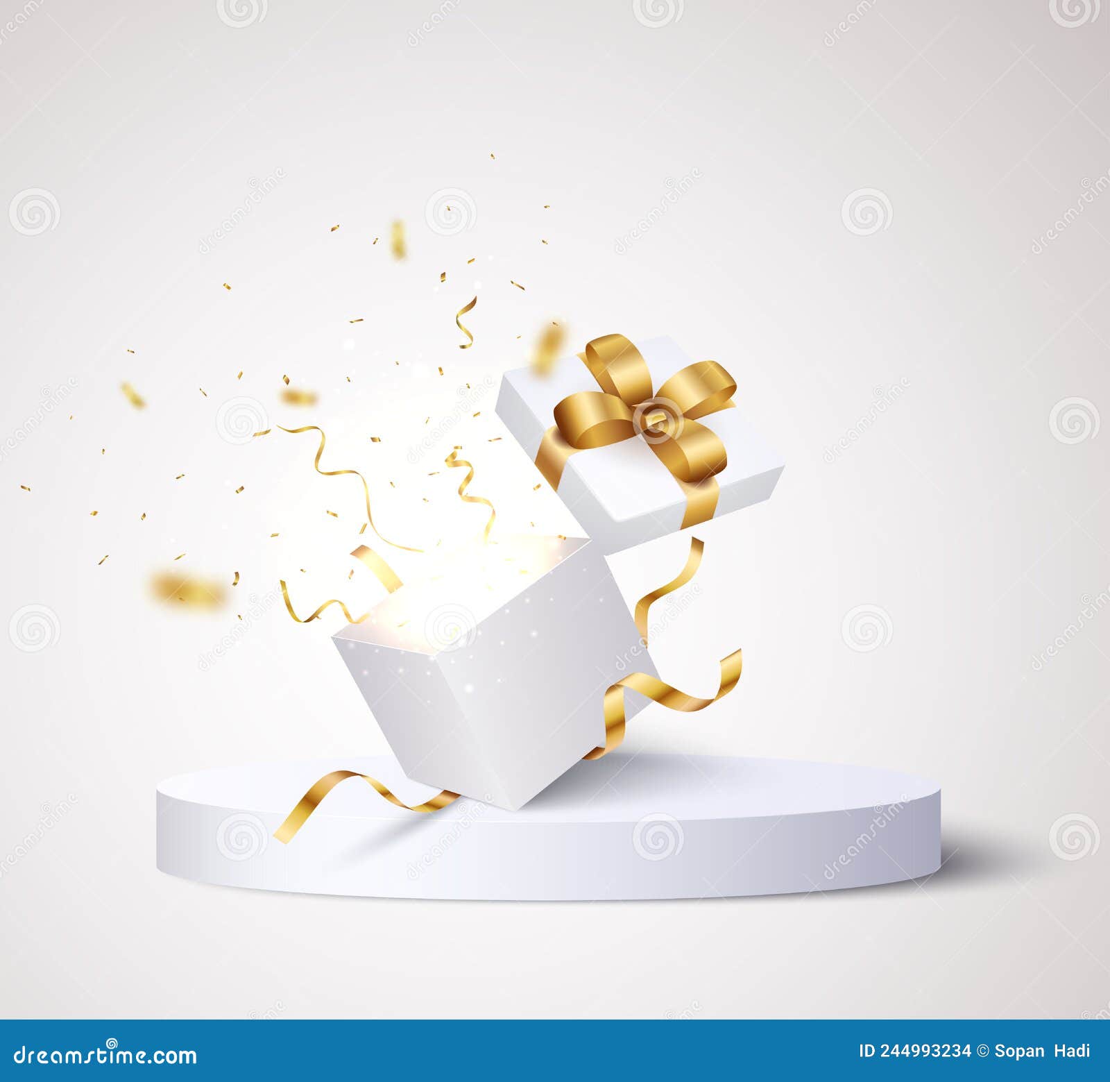 Open Box with Gold Confetti , Isolated on Transparent Background Stock ...
