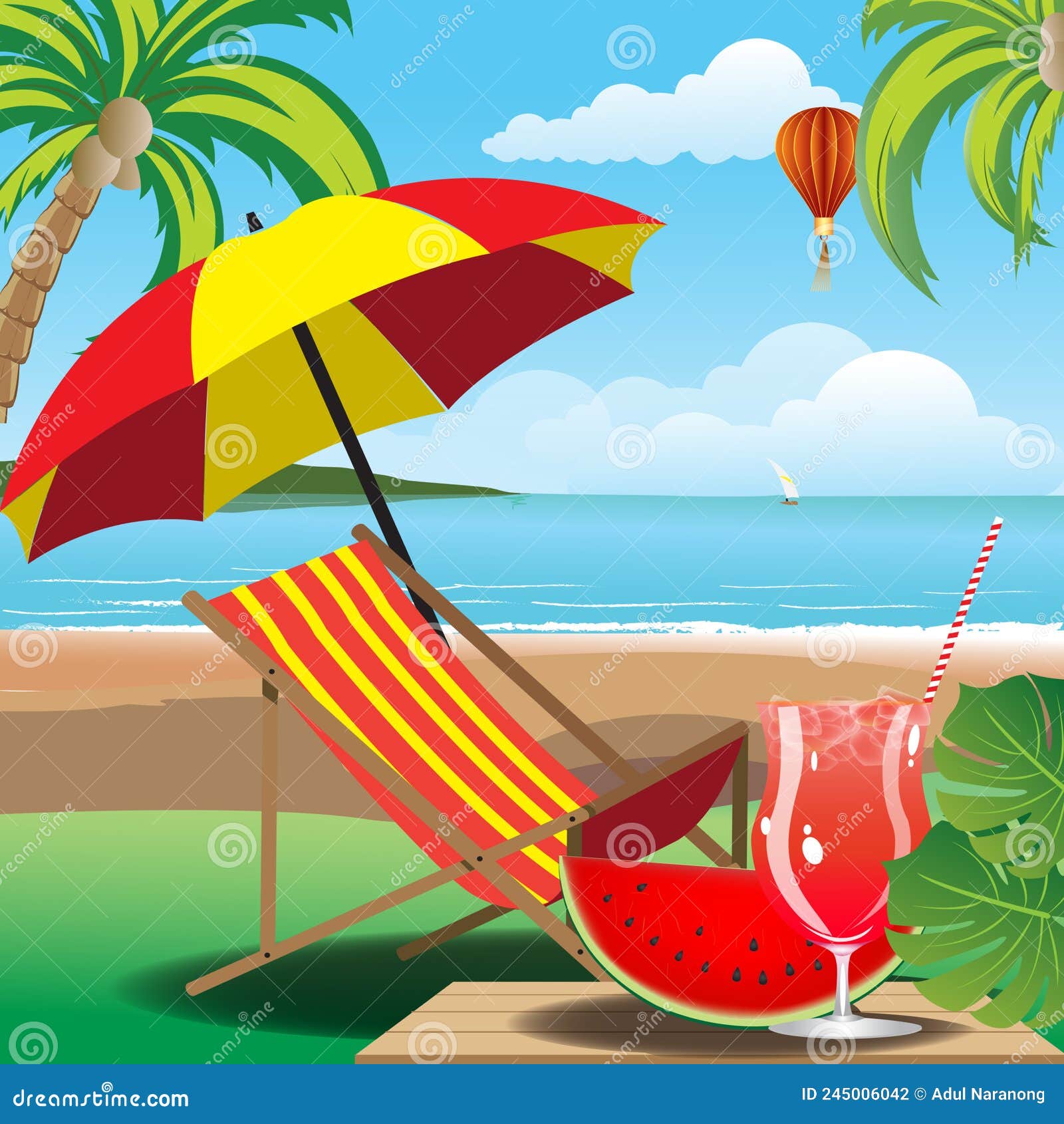 Fun beach, resting place, stock vector. Illustration of relax - 245006042