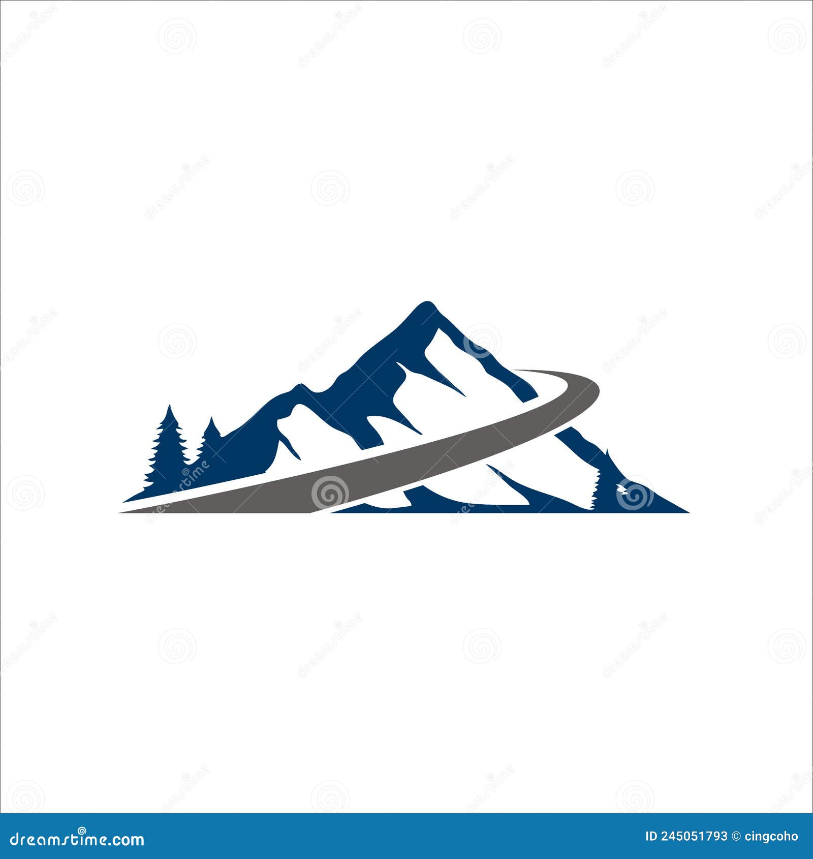 Mountains River Adventure. Nature Logo Template Stock Illustration ...