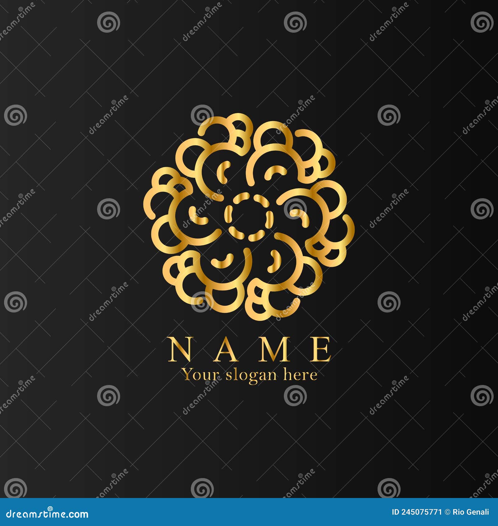 Gold Geometric Logo Template Design in Trendy Linear Style Stock Vector ...