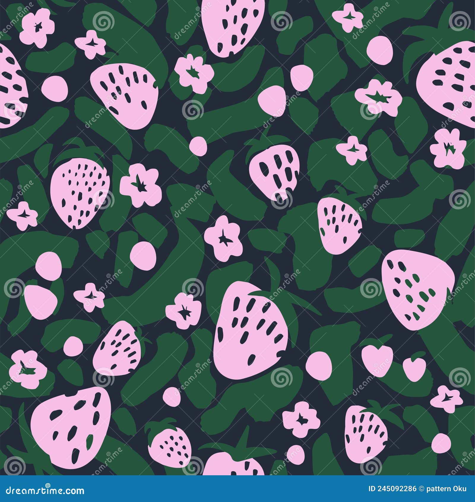 Vector Hand-drawn Strawberry Doodle Illustration Seamless Repeat ...