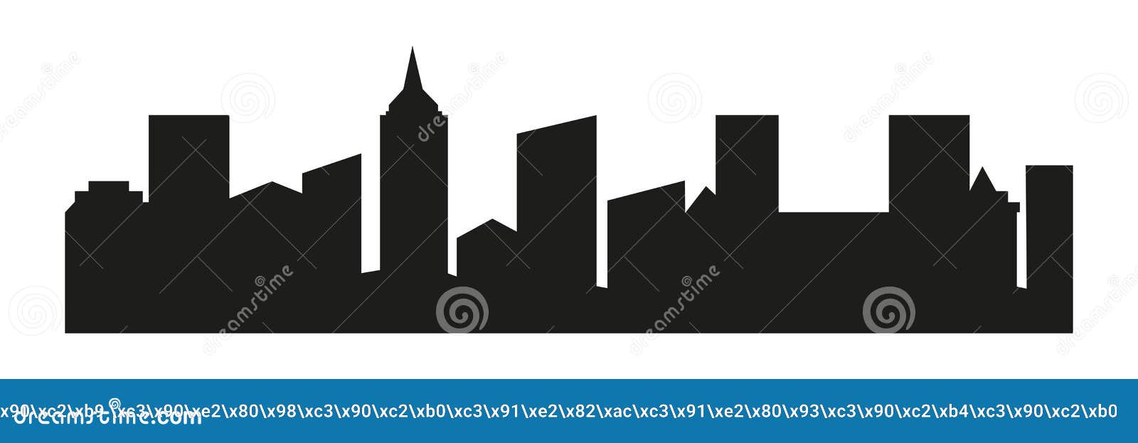 City Buildings Black Silhouette. Town Shape Stock Illustration ...