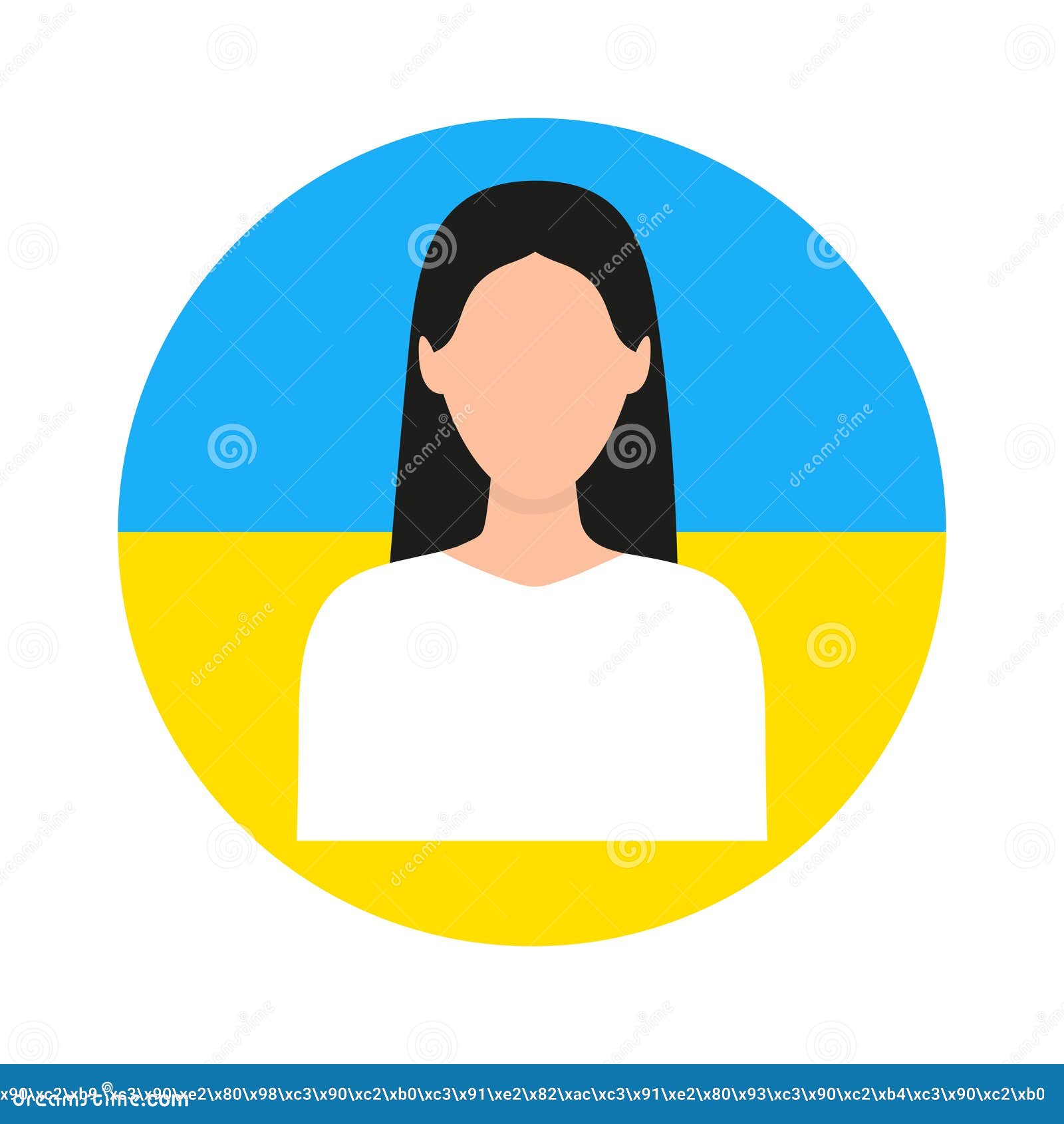 Female Avatar in Ukrainian Flag. Woman Icon in Round Shape Stock ...