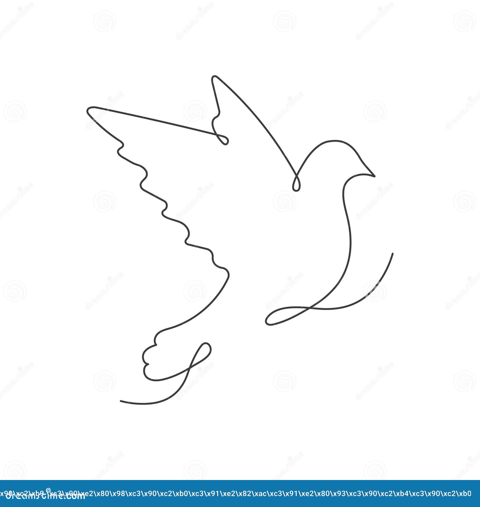 Dove Continuous One Line Drawing. Flying Linear Bird. Doodle Hand Drawn ...