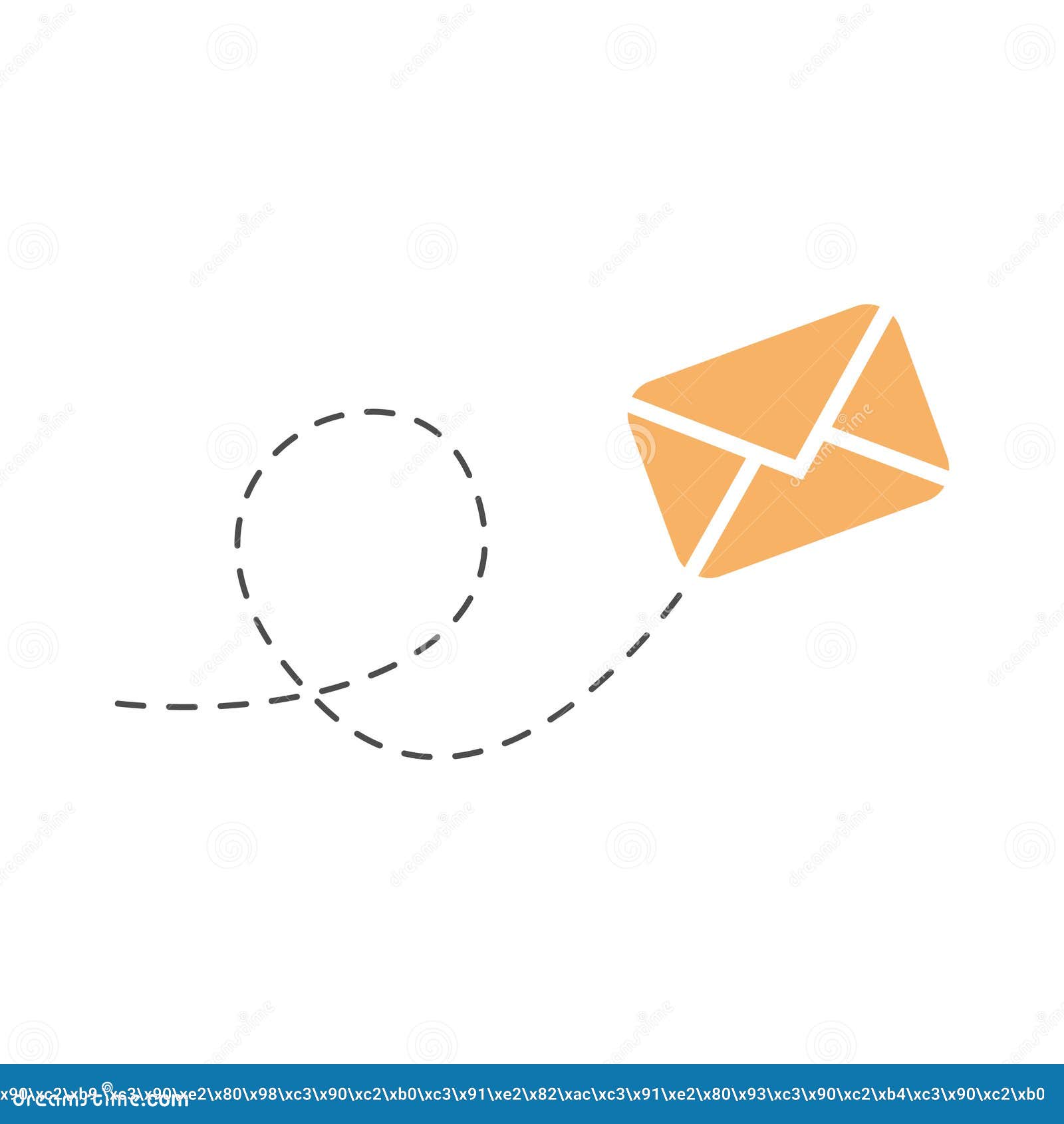 Envelope with Line Dotted Route. Flying Mail Symbol. Sending Message ...