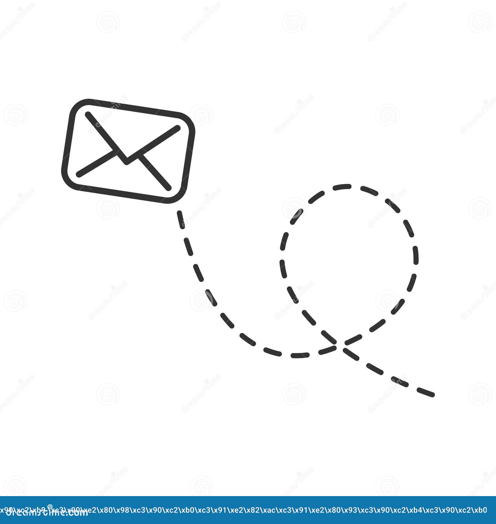 Envelope with Line Dotted Route. Flying Mail Symbol. Sending Message ...