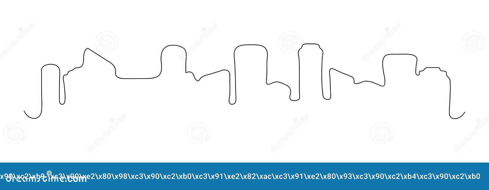 City Buildings Continuous One Line Drawing. Town Panorama Line Art ...