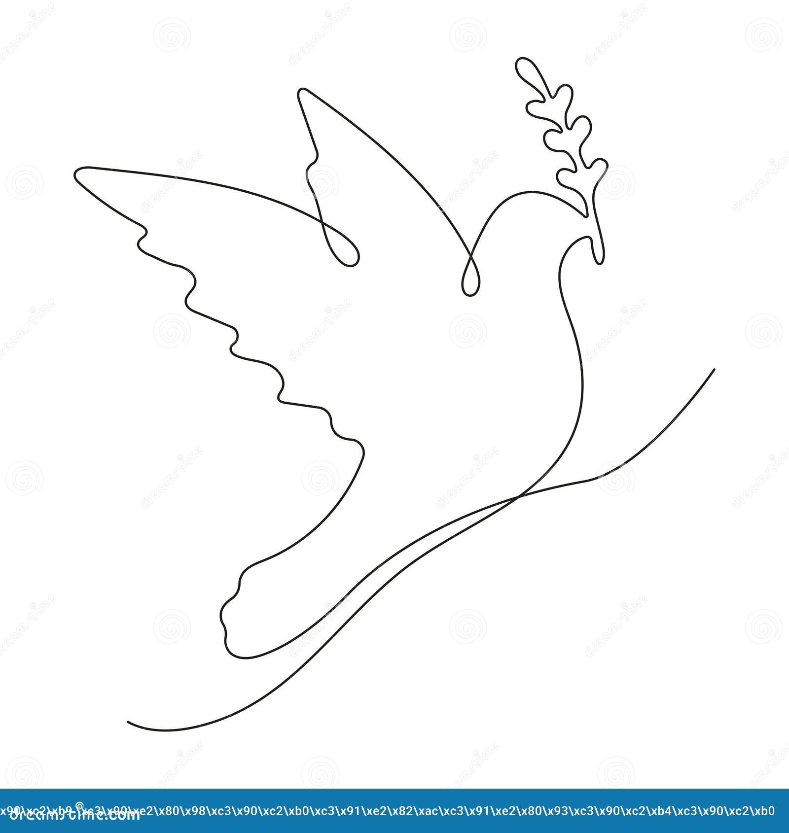 Dove Continuous One Line Drawing. Flying Linear Bird with Brunch Stock ...