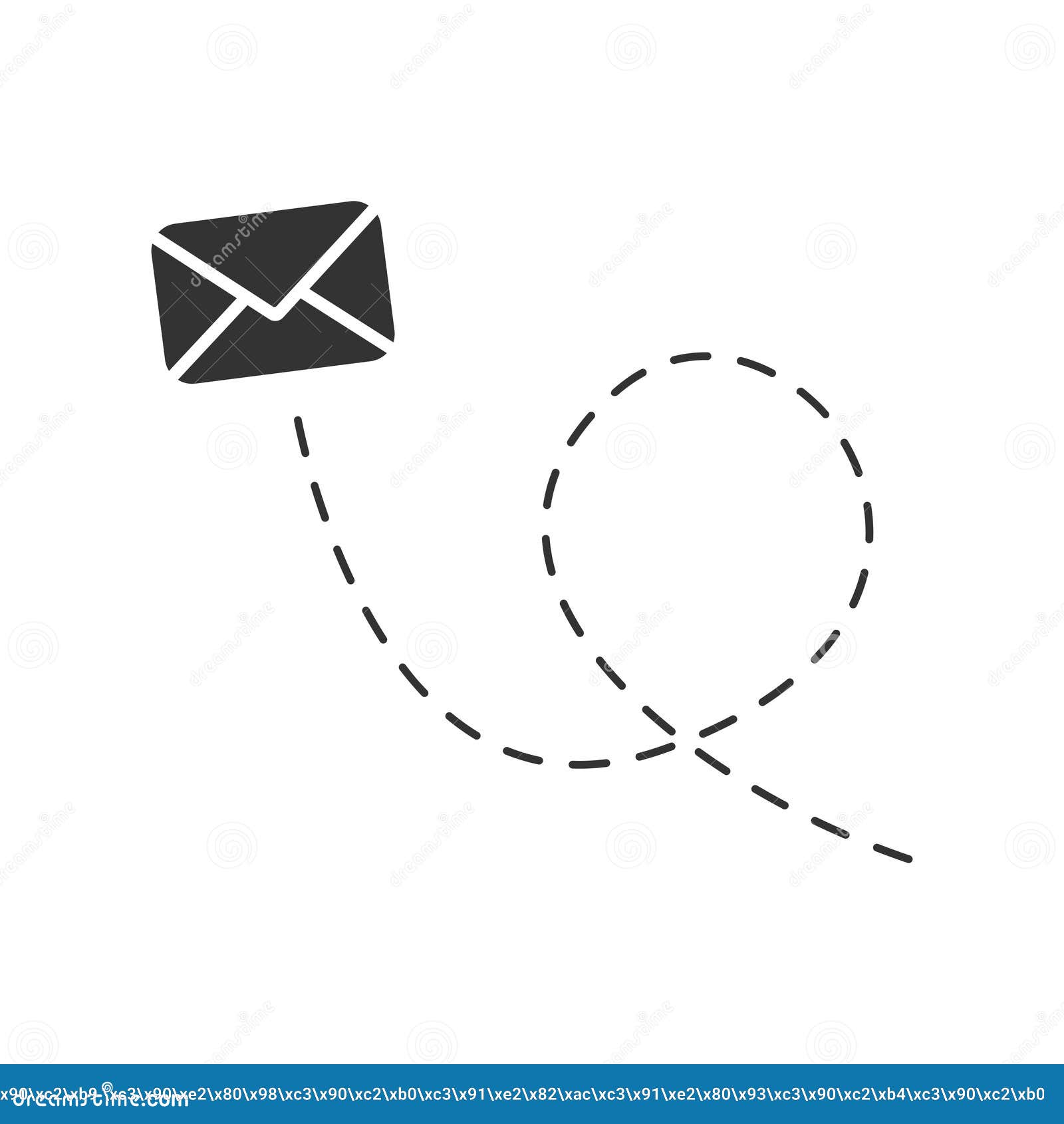 Envelope with Line Dotted Route. Flying Mail Symbol. Sending Message ...