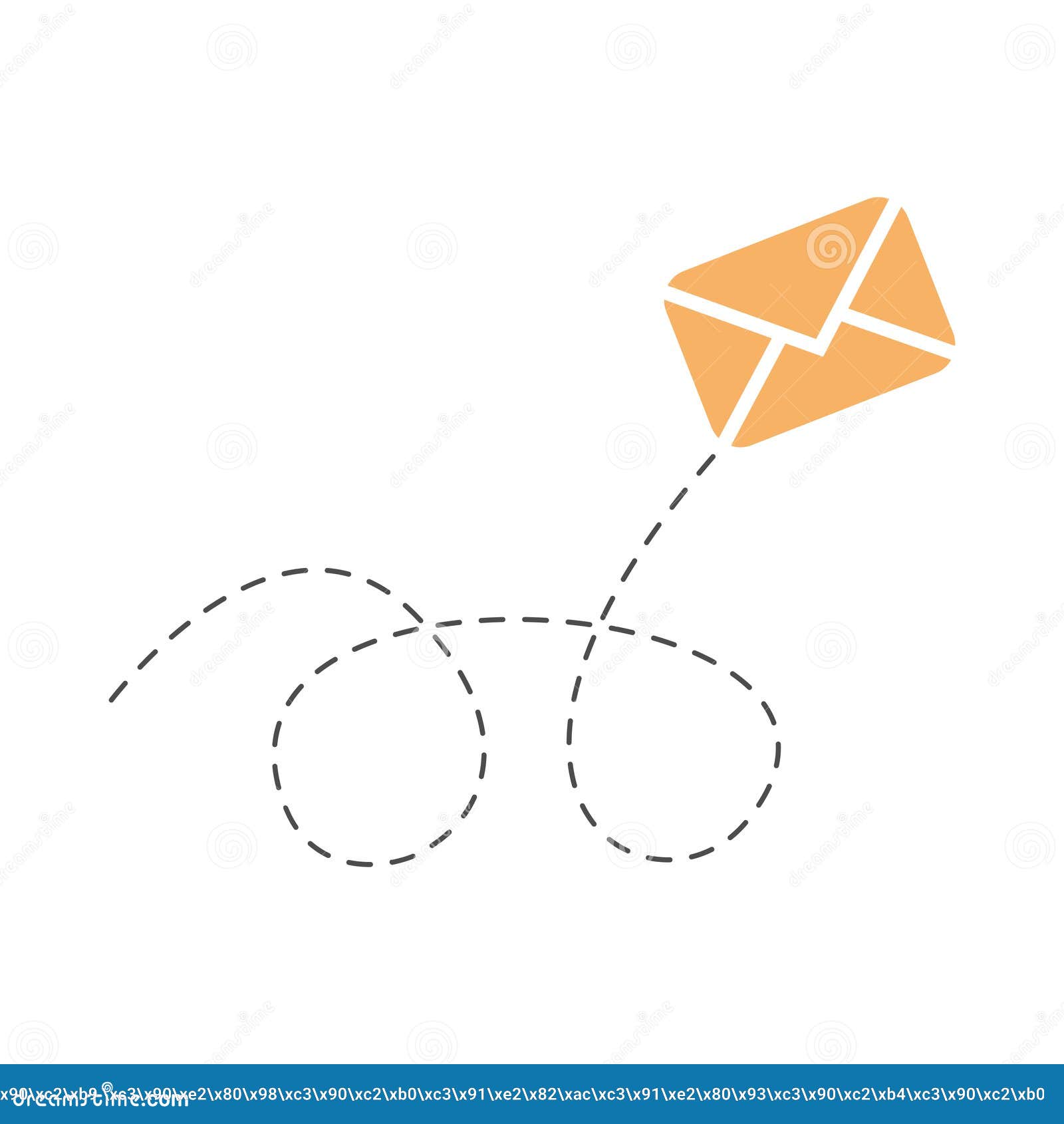 Envelope with Line Dotted Route. Flying Mail Symbol. Sending Message ...