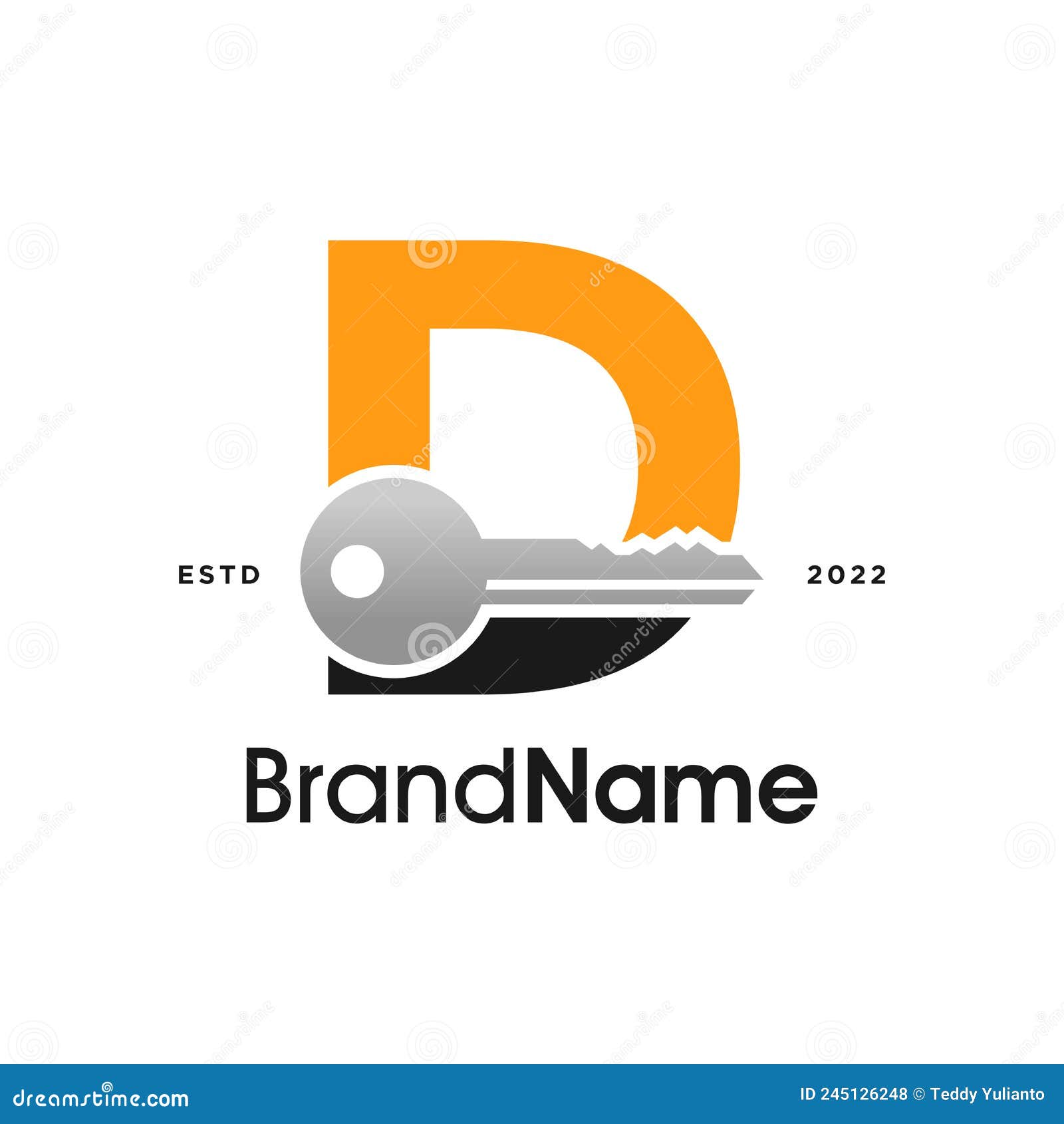 Modern Initial D Key Logo stock vector. Illustration of concept - 245126248