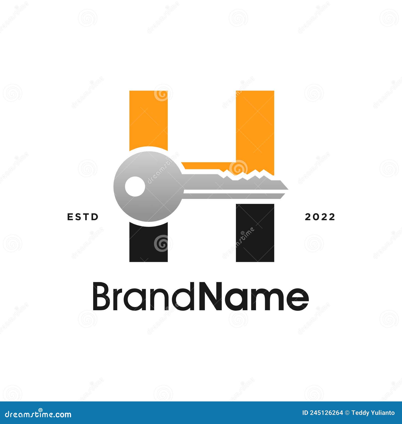 Modern Initial H Key Logo stock vector. Illustration of lock - 245126264