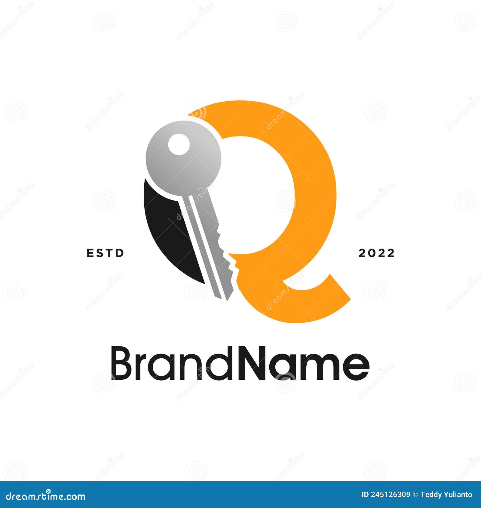 Modern Initial Q Key Logo stock vector. Illustration of logo - 245126309