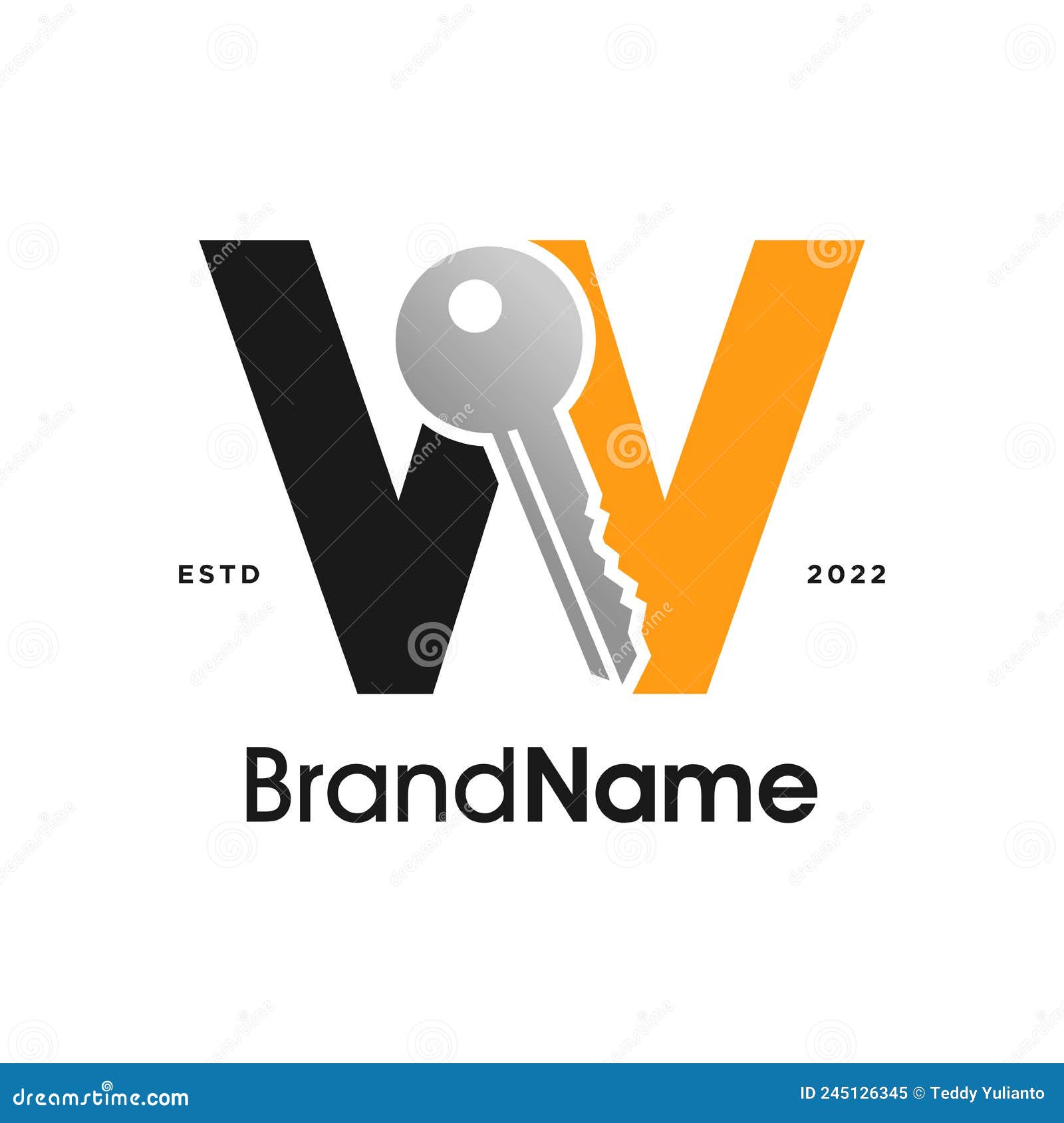 Modern Initial W Key Logo stock vector. Illustration of concept - 245126345