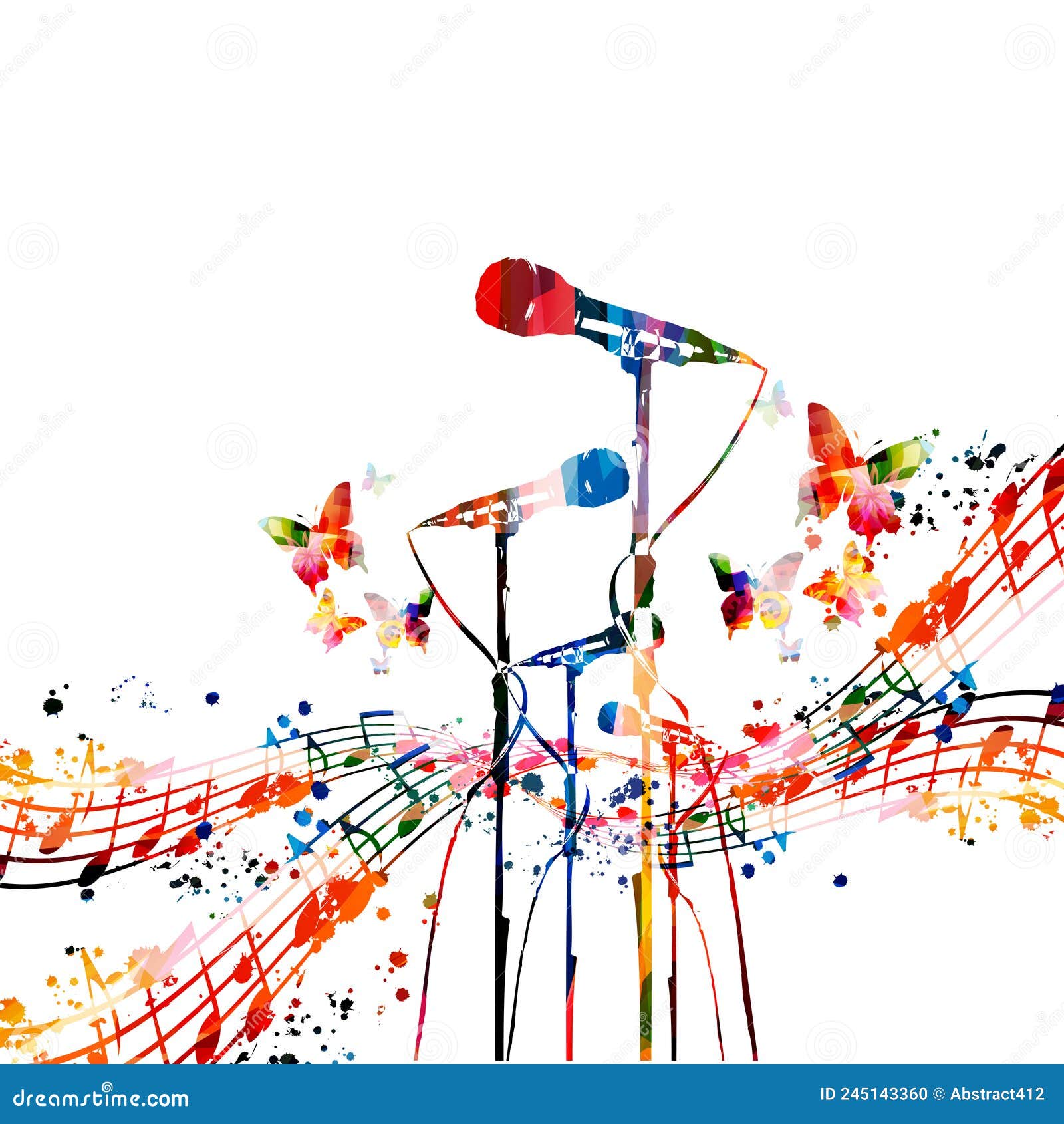 Colorful Musical Poster with Microphones Vector Illustration. Live ...