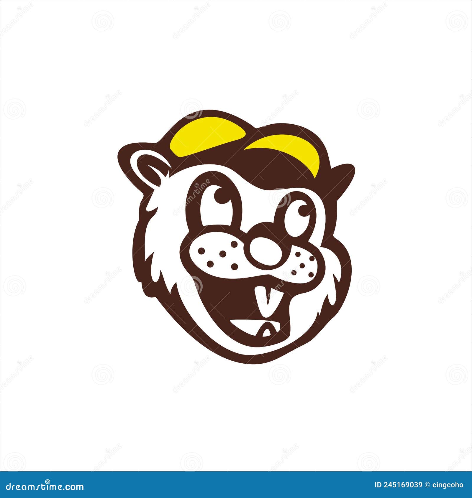 Beaver Head with Yellow Hat,with Cute Shape Stock Vector - Illustration ...