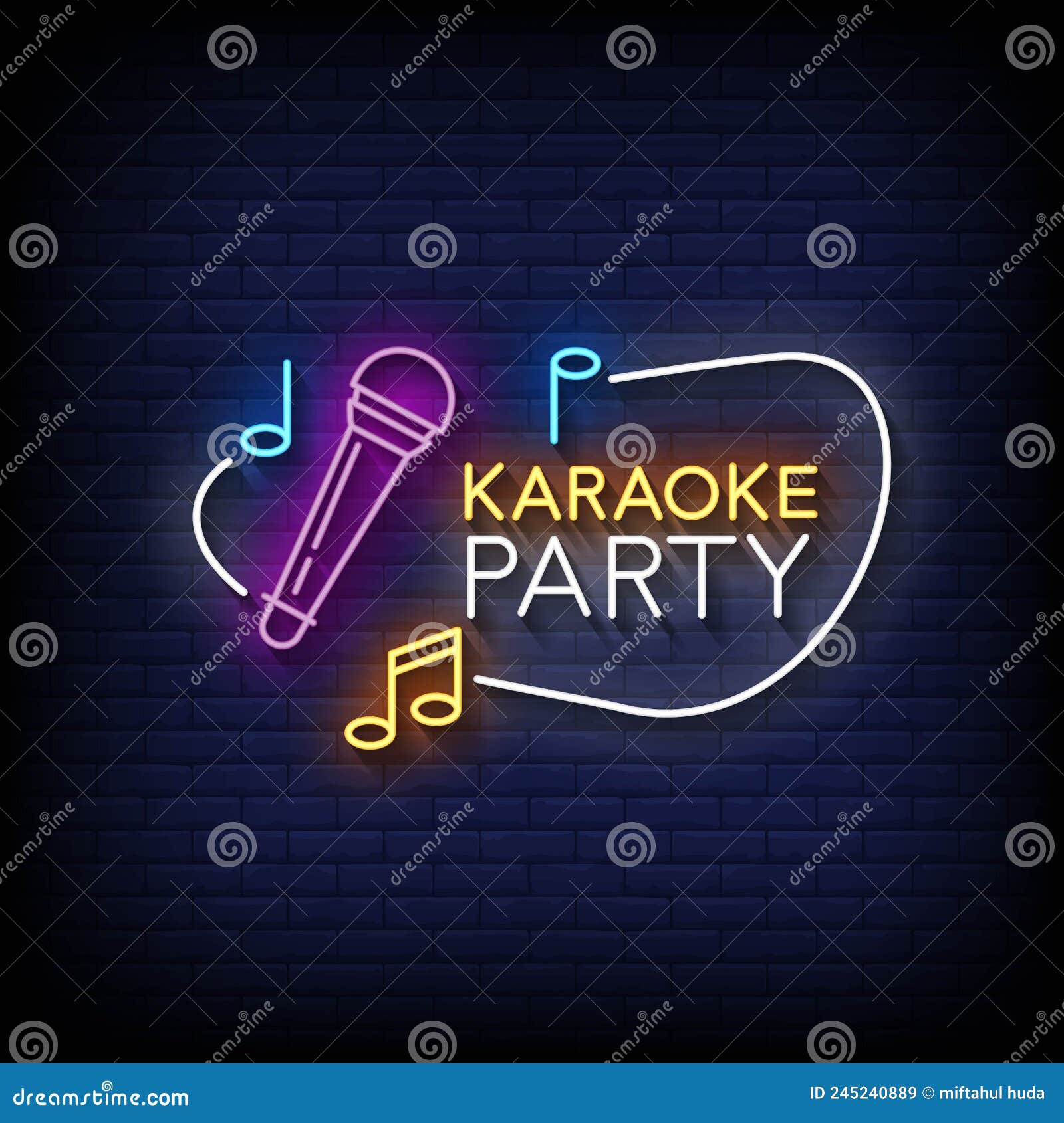 Karaoke Party Neon Signs Style Text Vector Stock Vector - Illustration ...