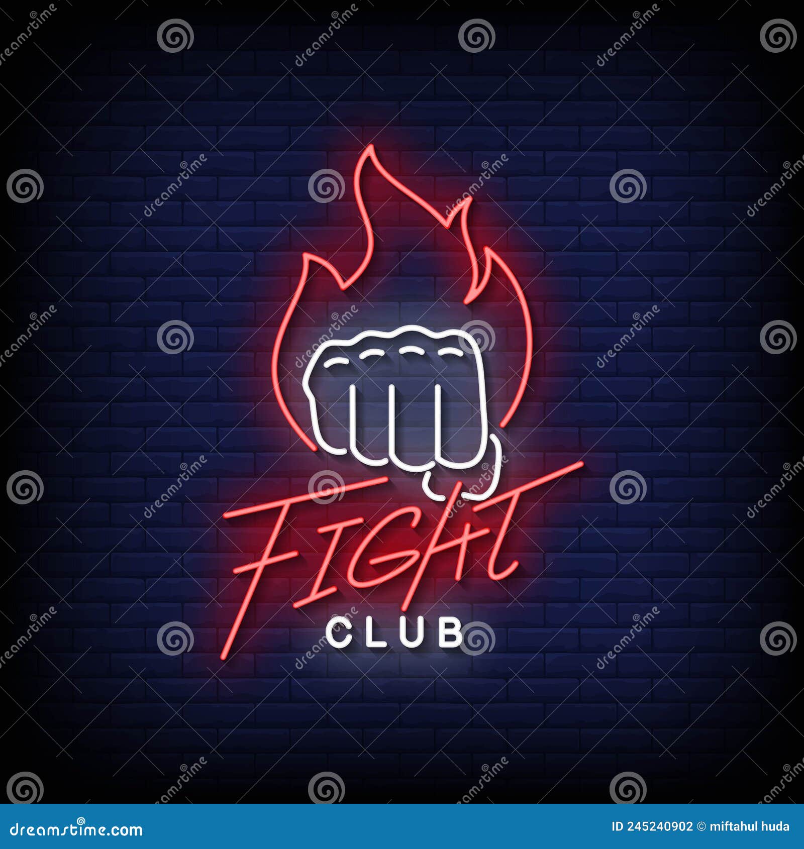 Fight Club Neon Signs Style Text Vector Stock Vector - Illustration of ...
