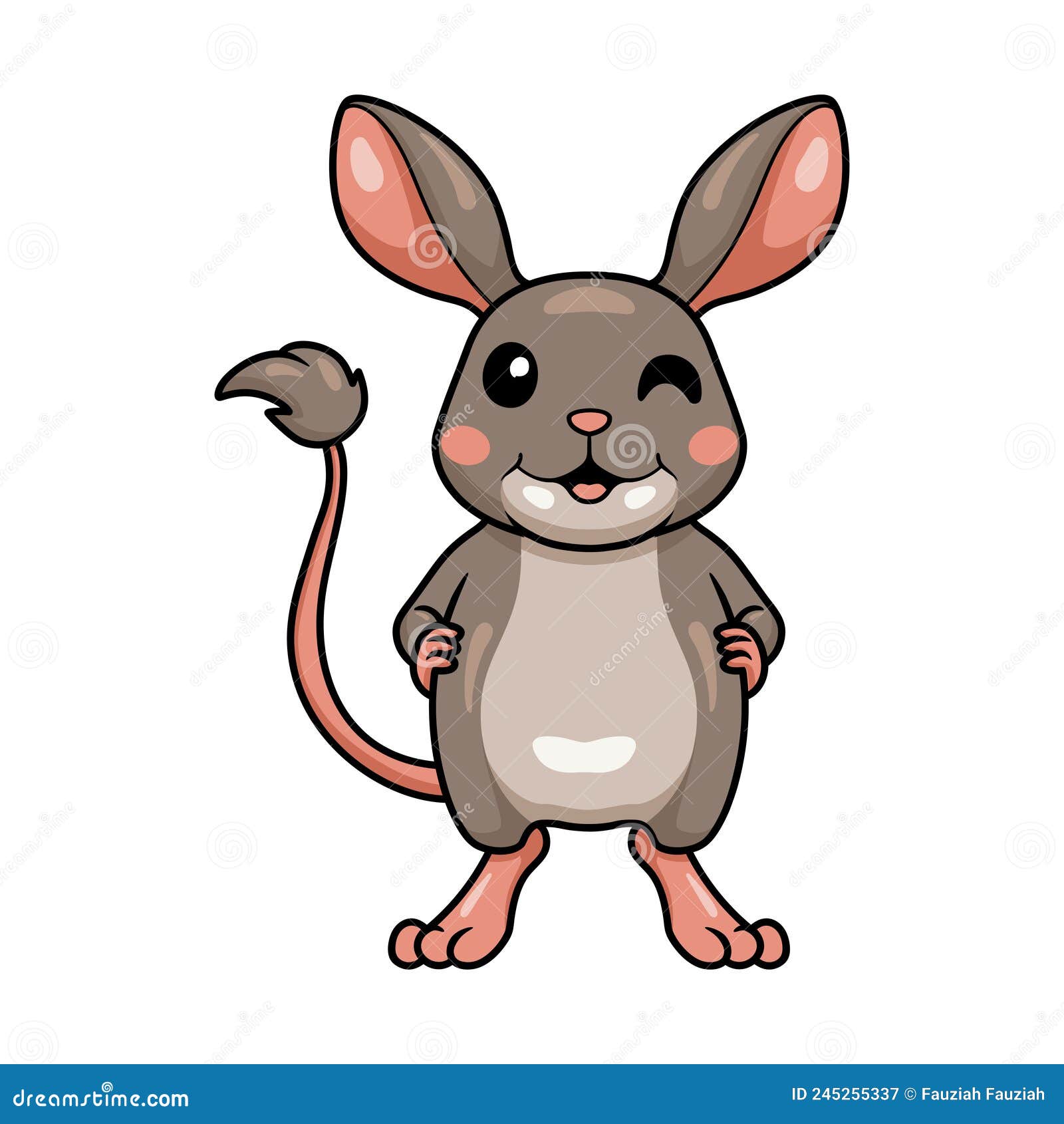 Cute Little Jerboa Cartoon Standing Stock Vector - Illustration of ...